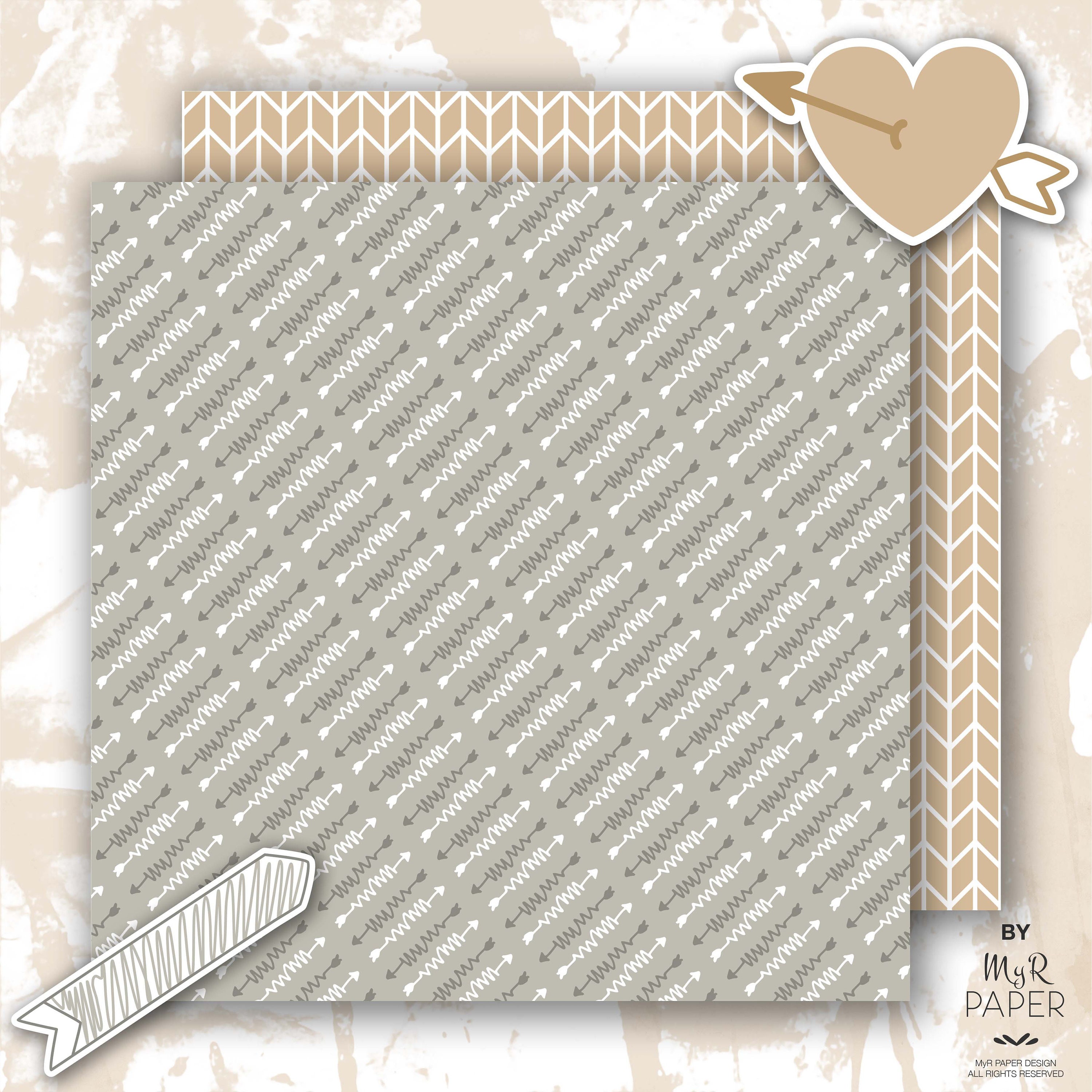 2 Clipart Arrow Digital Paper: neutral Arrows Backgrounds in Beige and ...