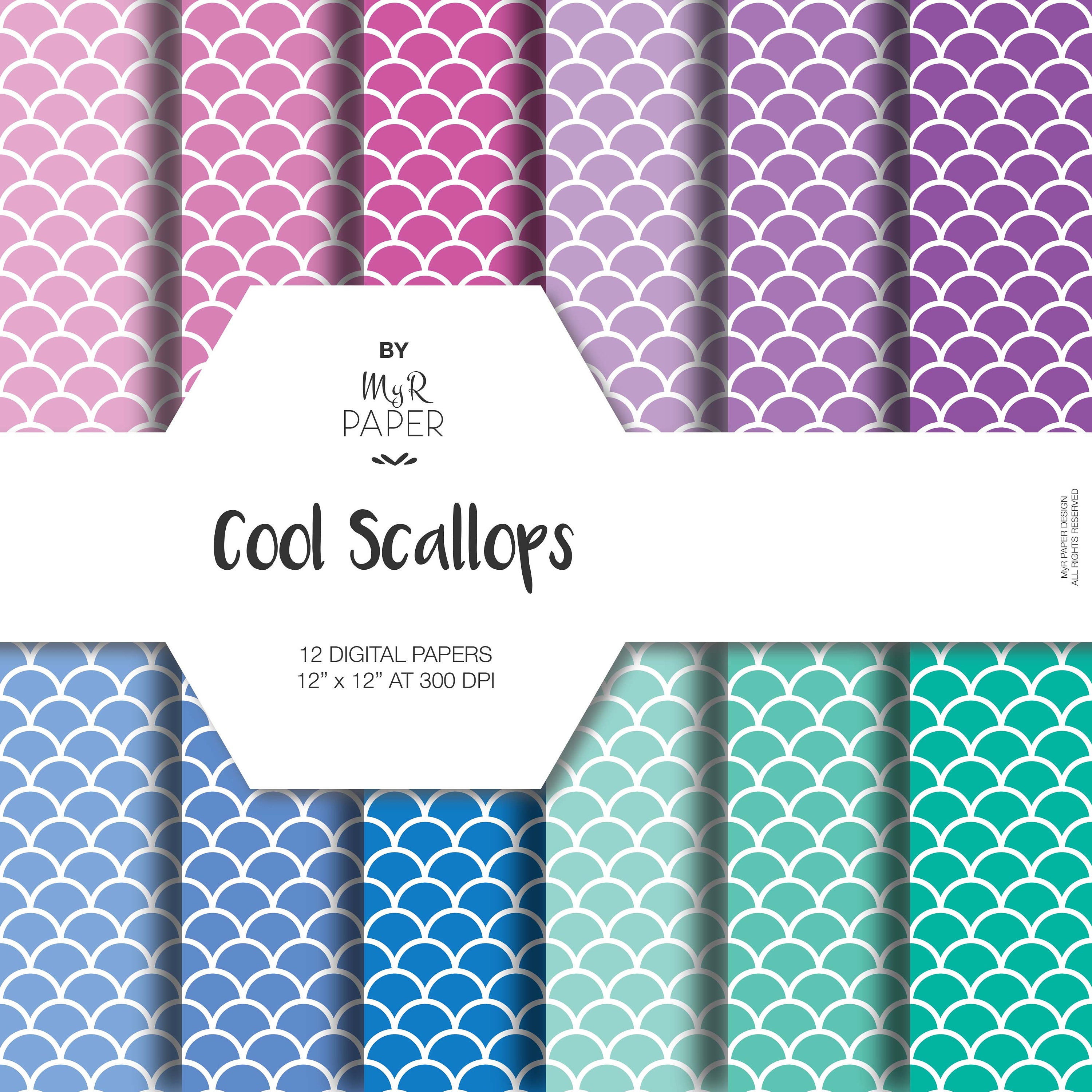 Scallop Digital Paper Pack: cool Scallops - Etsy