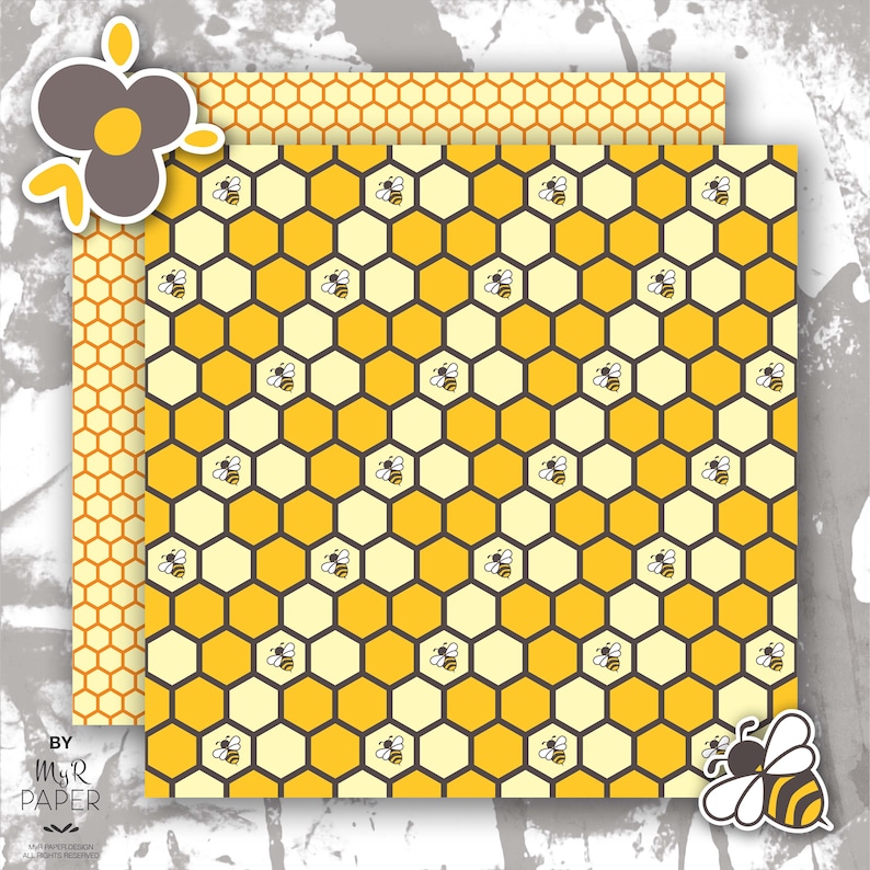 12 Clipart + Bee Digital Paper: "bumble Bee" Backgrounds With Bees ...