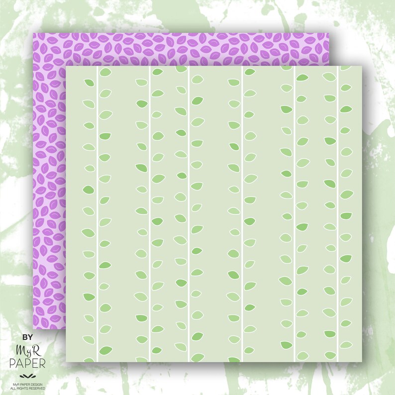 Tree Digital Paper: green & Lilac Digital Paper Pack and Backgrounds ...