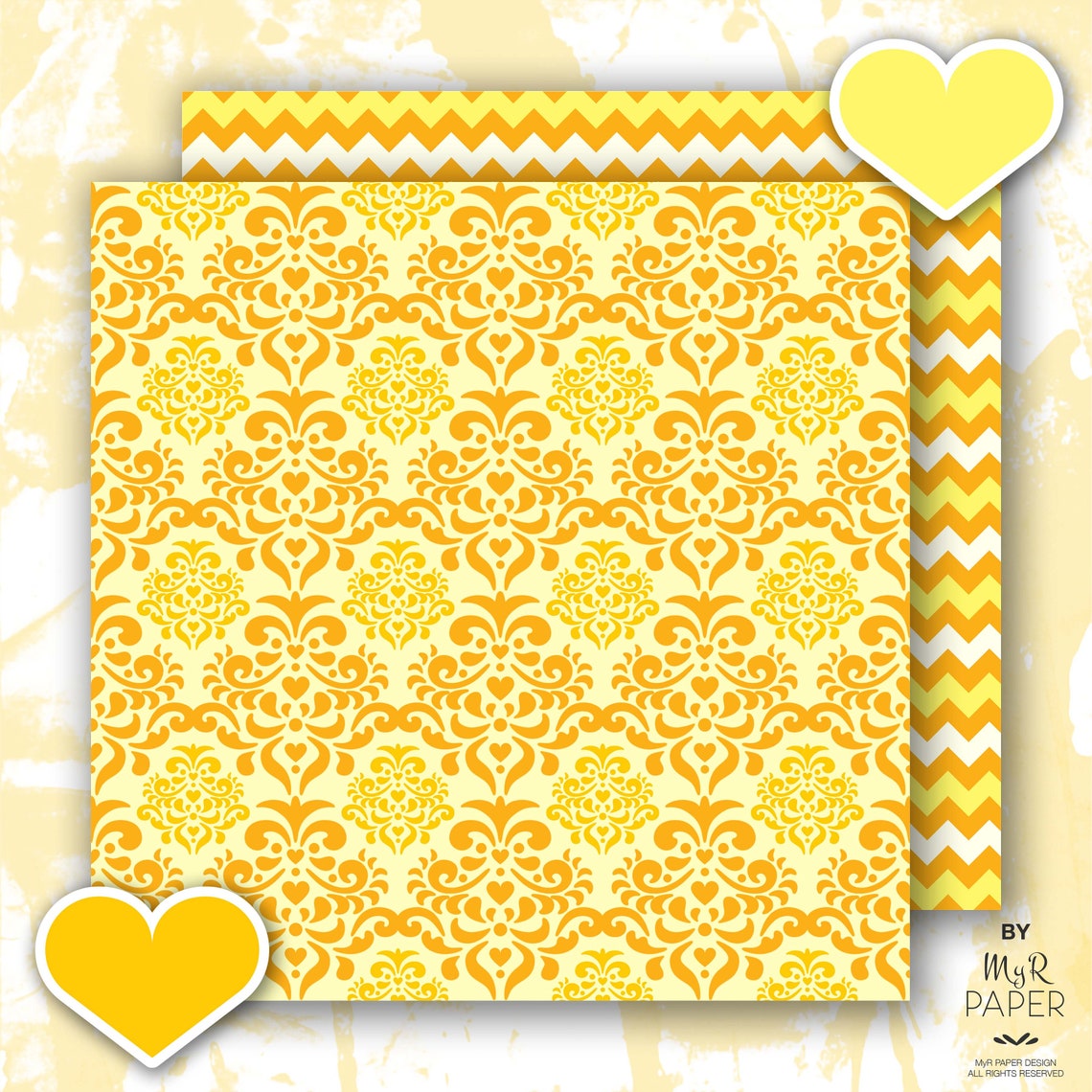 4 Clipart Yellow Digital Paper: i LOVE Yellow | Etsy