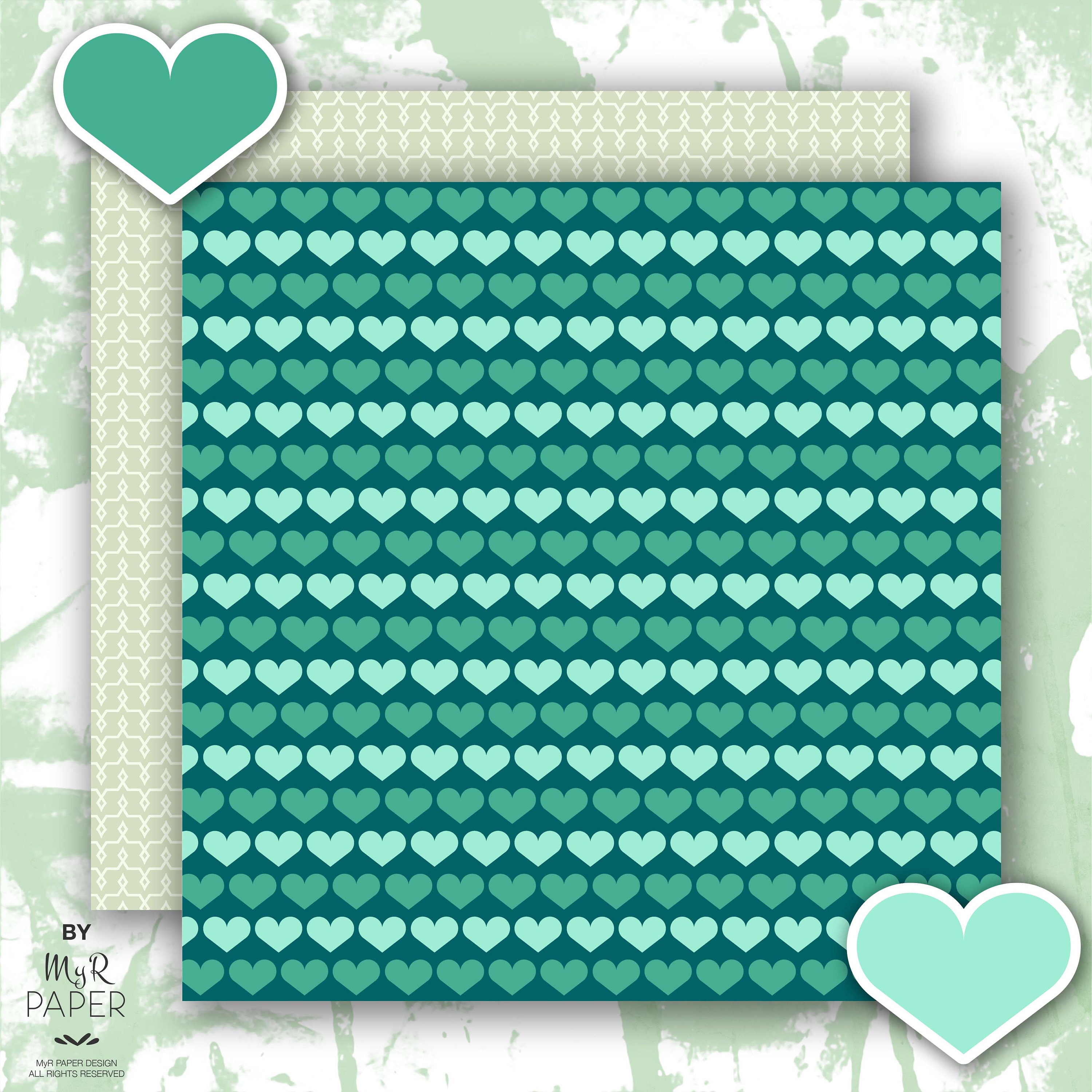 4 Clipart Green Digital Paper Pack: i Love Green - Etsy