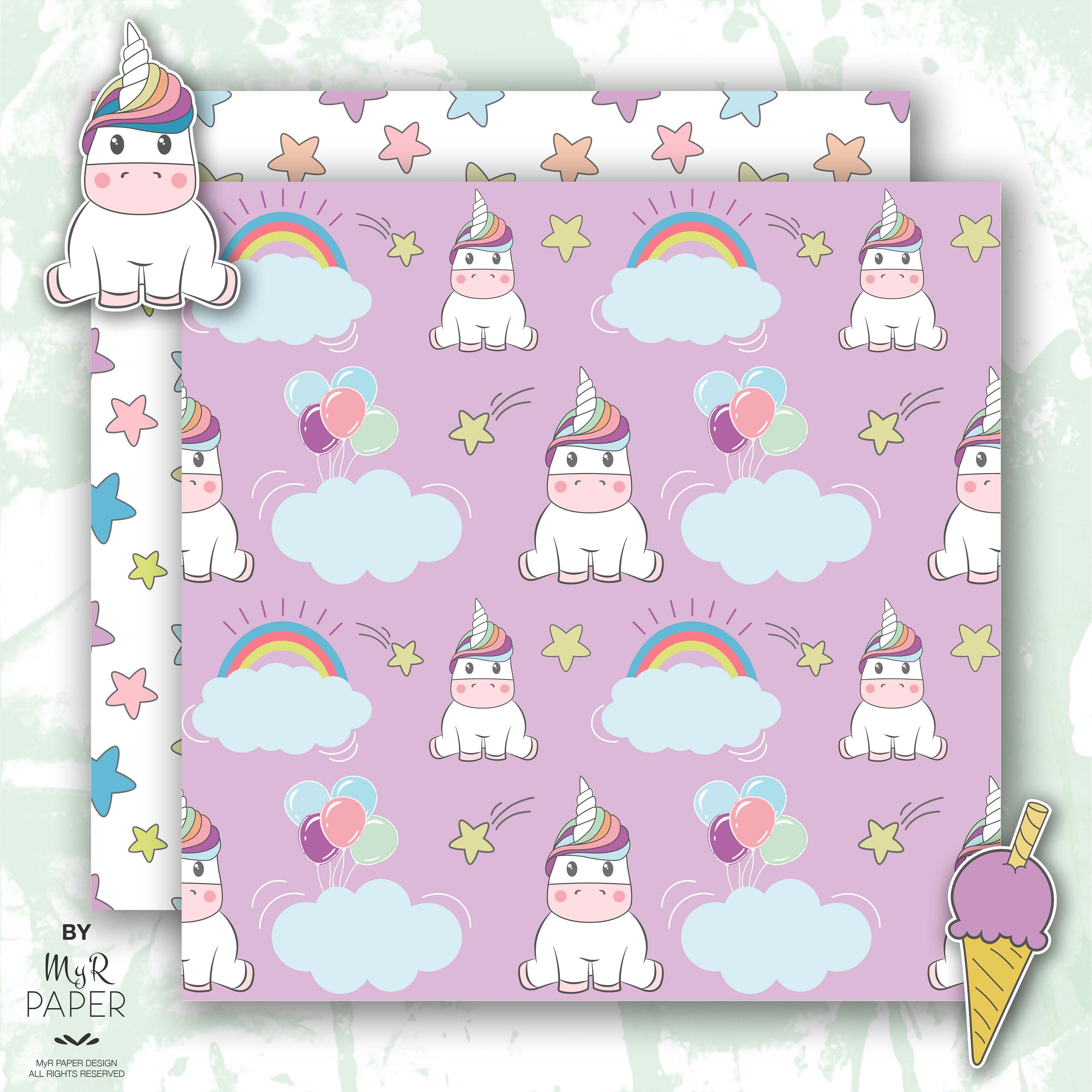 2 Clipart Unicorn Digital Paper: be a Unicorn - Etsy