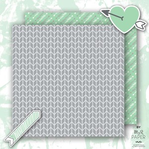 2 Clipart + Arrow Digital Paper: "gray & Mint Arrows" Backgrounds in ...