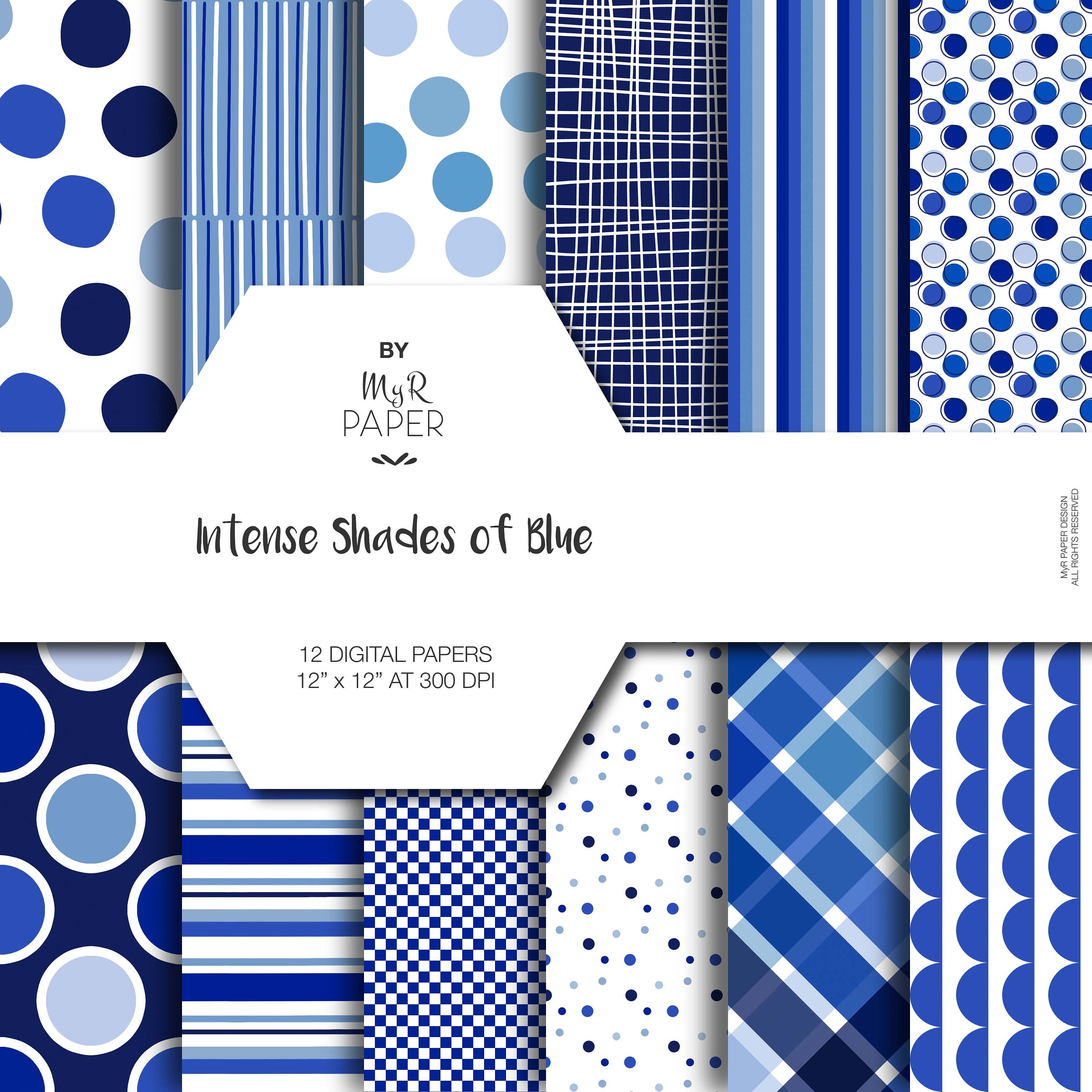 Blue Digital Paper: intense Shades of Blue Patterns Pack & Backgrounds ...