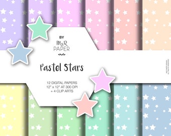4 Clipart Star Digital Paper Pack: rainbow Stars | Etsy