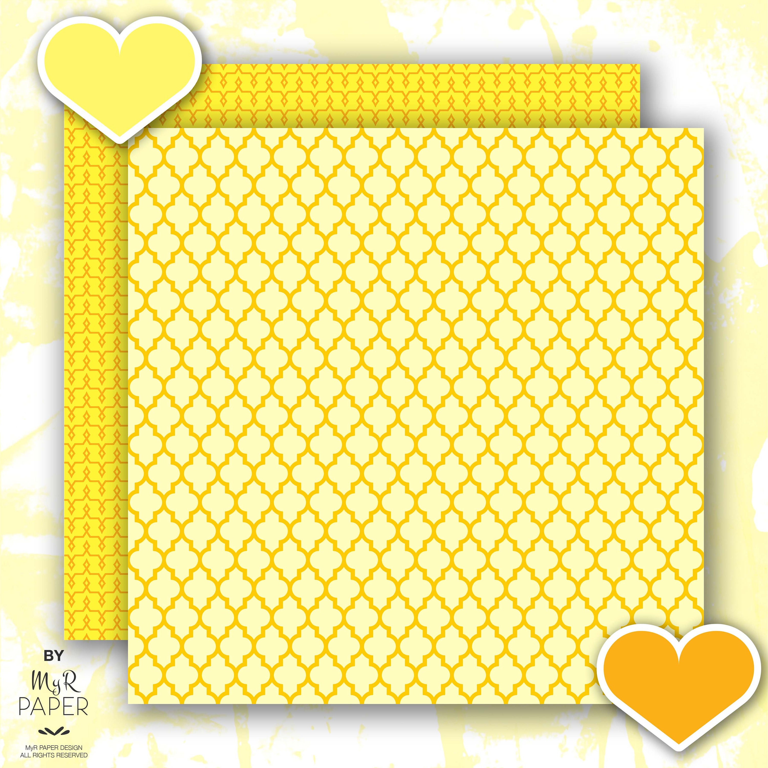 4 Clipart Yellow Digital Paper: i LOVE Yellow Pack of Backgrounds With ...