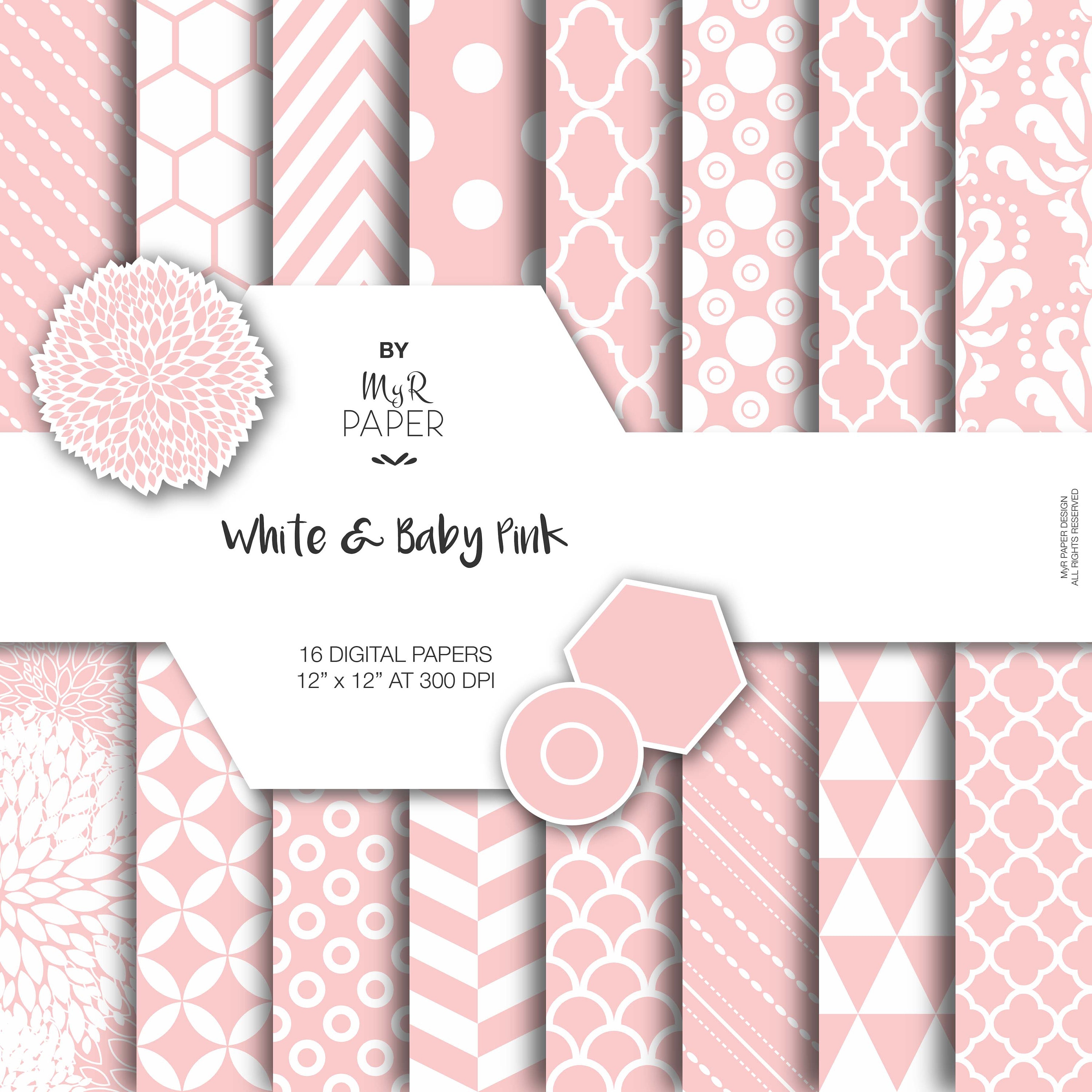 Craft Supplies & Tools Light Pink Digital Paper Baby Girl Scrapbook ...