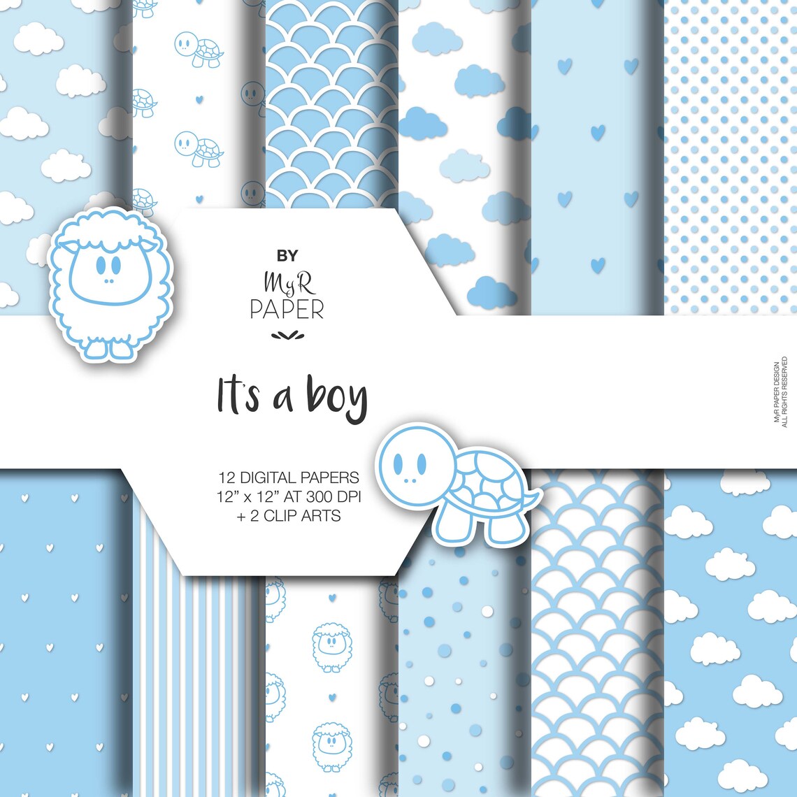 New Baby Blue Digital Paper 2 Clipart: it's a - Etsy UK