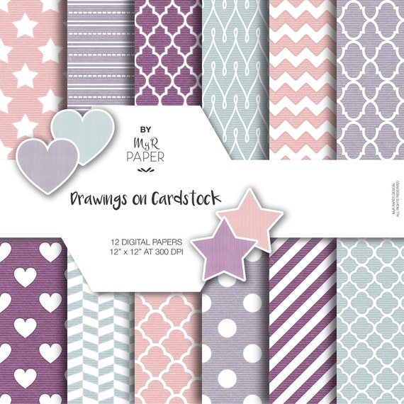 Cardstock Digital Paper: drawings on Cardstock - Etsy