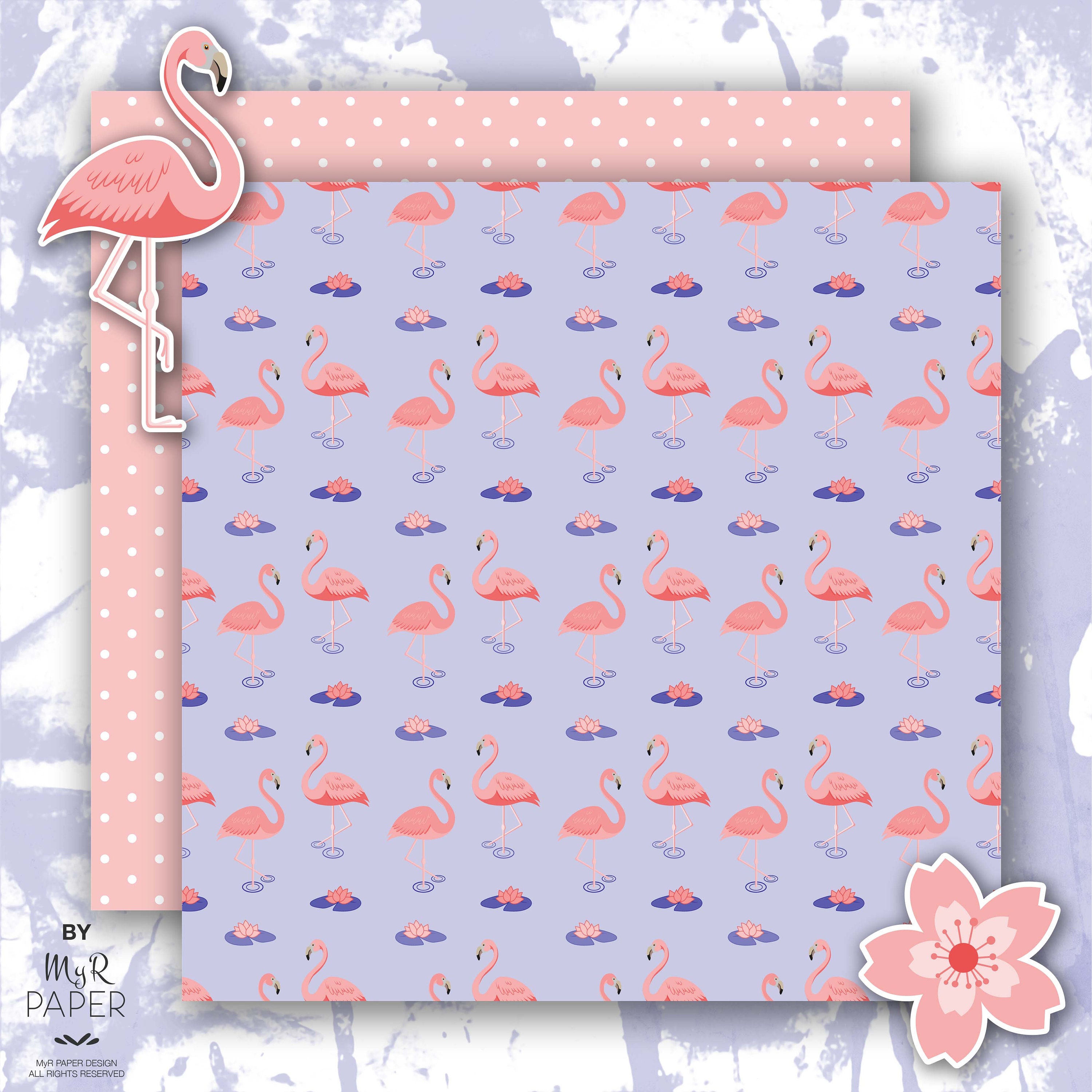 Flamingo Digital Paper 2 Clipart: coral & Blue Tropical Backgrounds W ...
