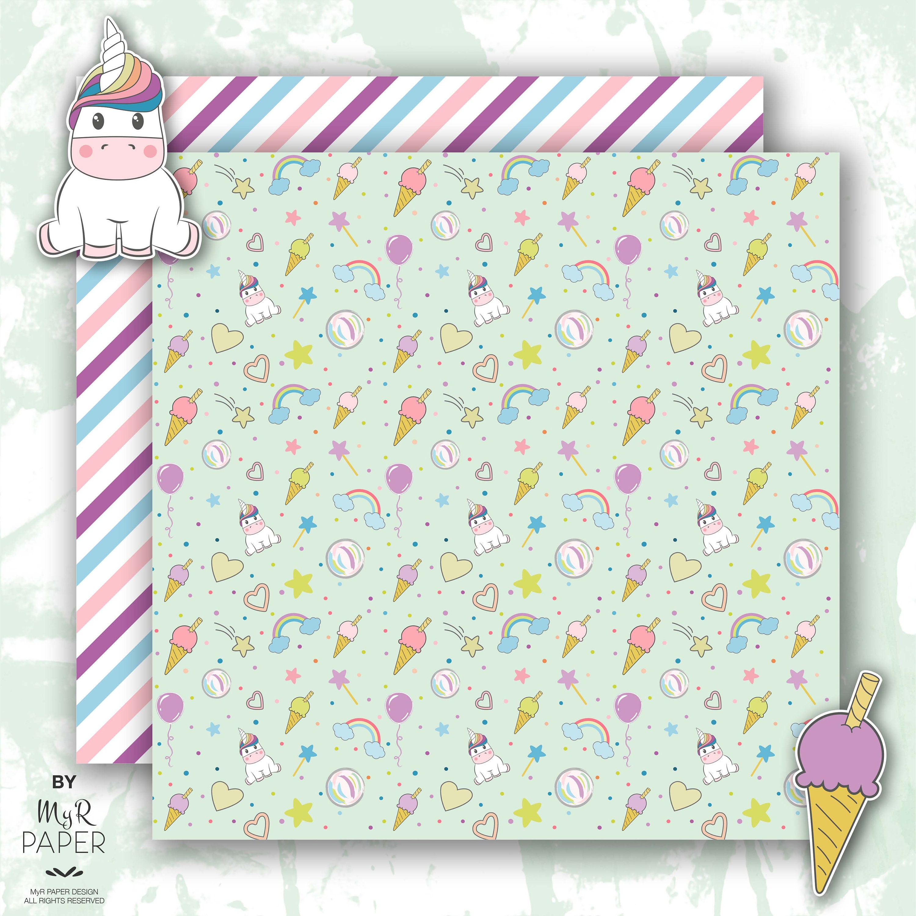 2 Clipart Unicorn Digital Paper: be a Unicorn - Etsy
