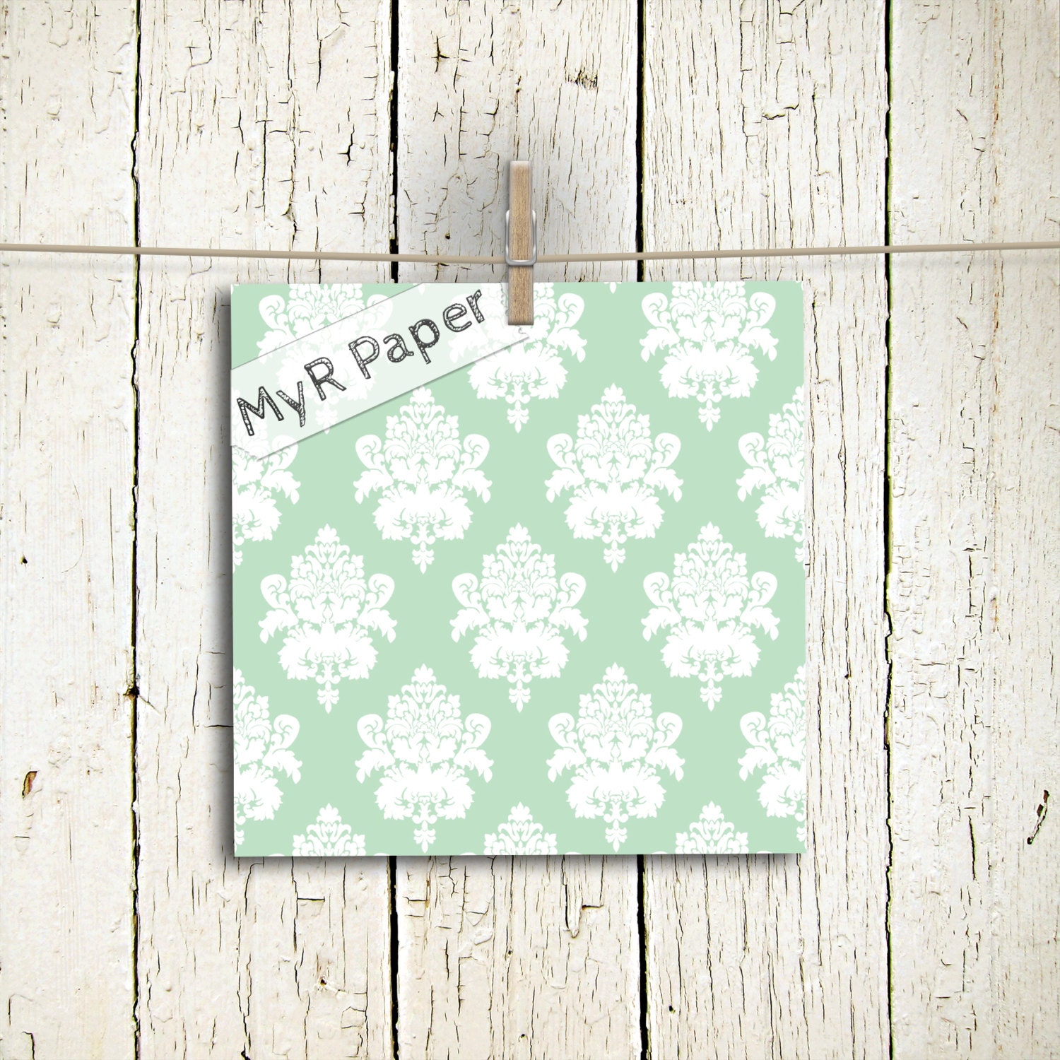 Digital Paper Damask: mint & Beige Digital Paper Pack With Mint and ...