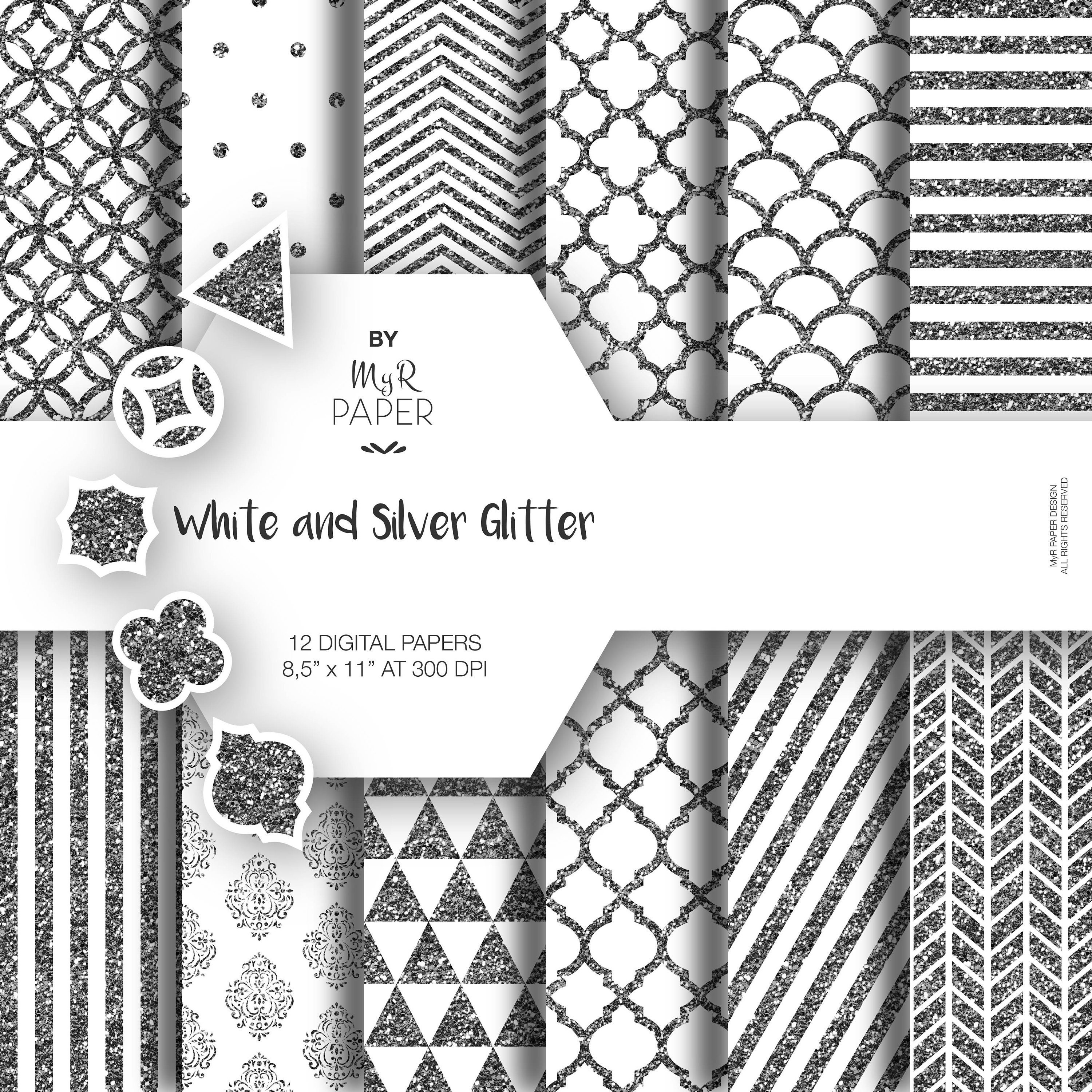 Silver Glitter Chevron Background