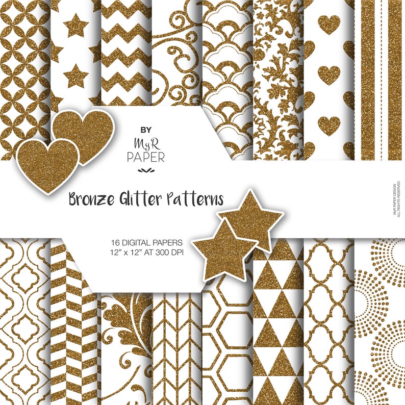 Glitter Digital Paper: bronze Glitter Patterns - Etsy