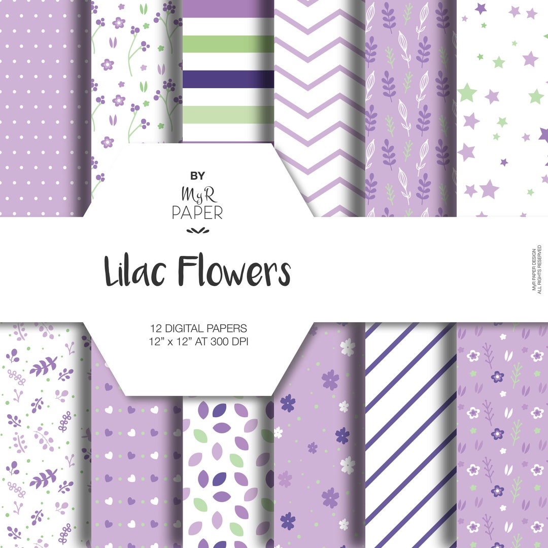 Lilac Digital Paper: "lilac Flowers" Pack of Backgrounds With Floral ...