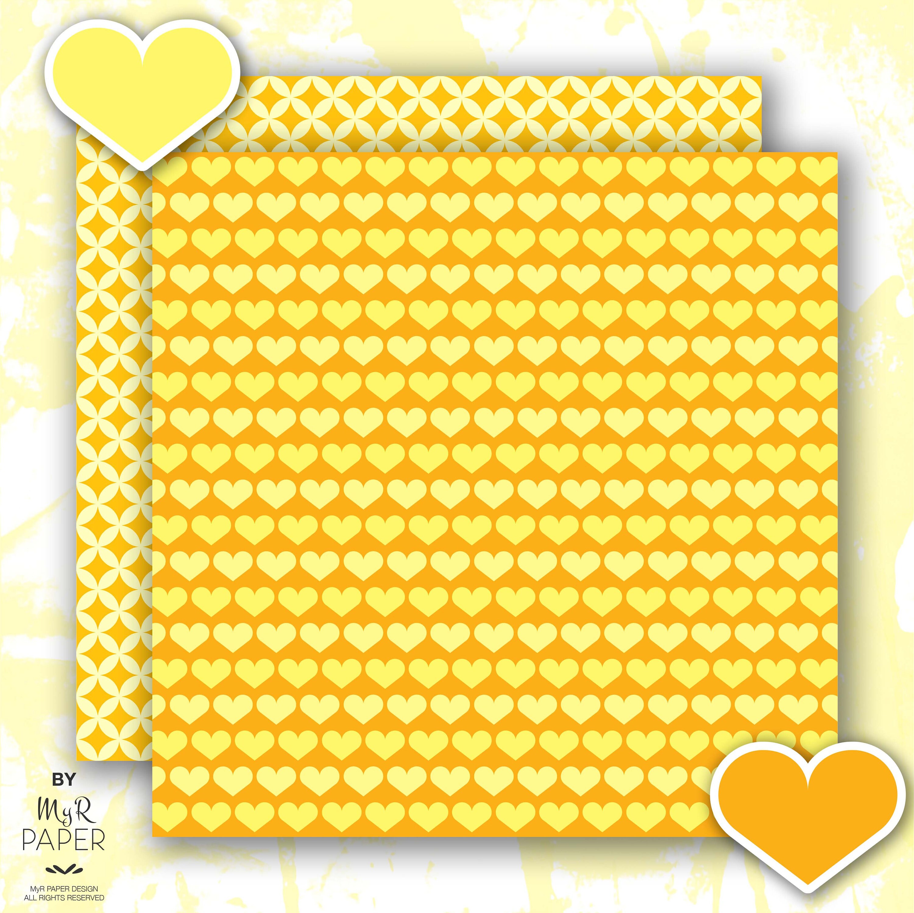 4 Clipart Yellow Digital Paper: i LOVE Yellow Pack of Backgrounds With ...