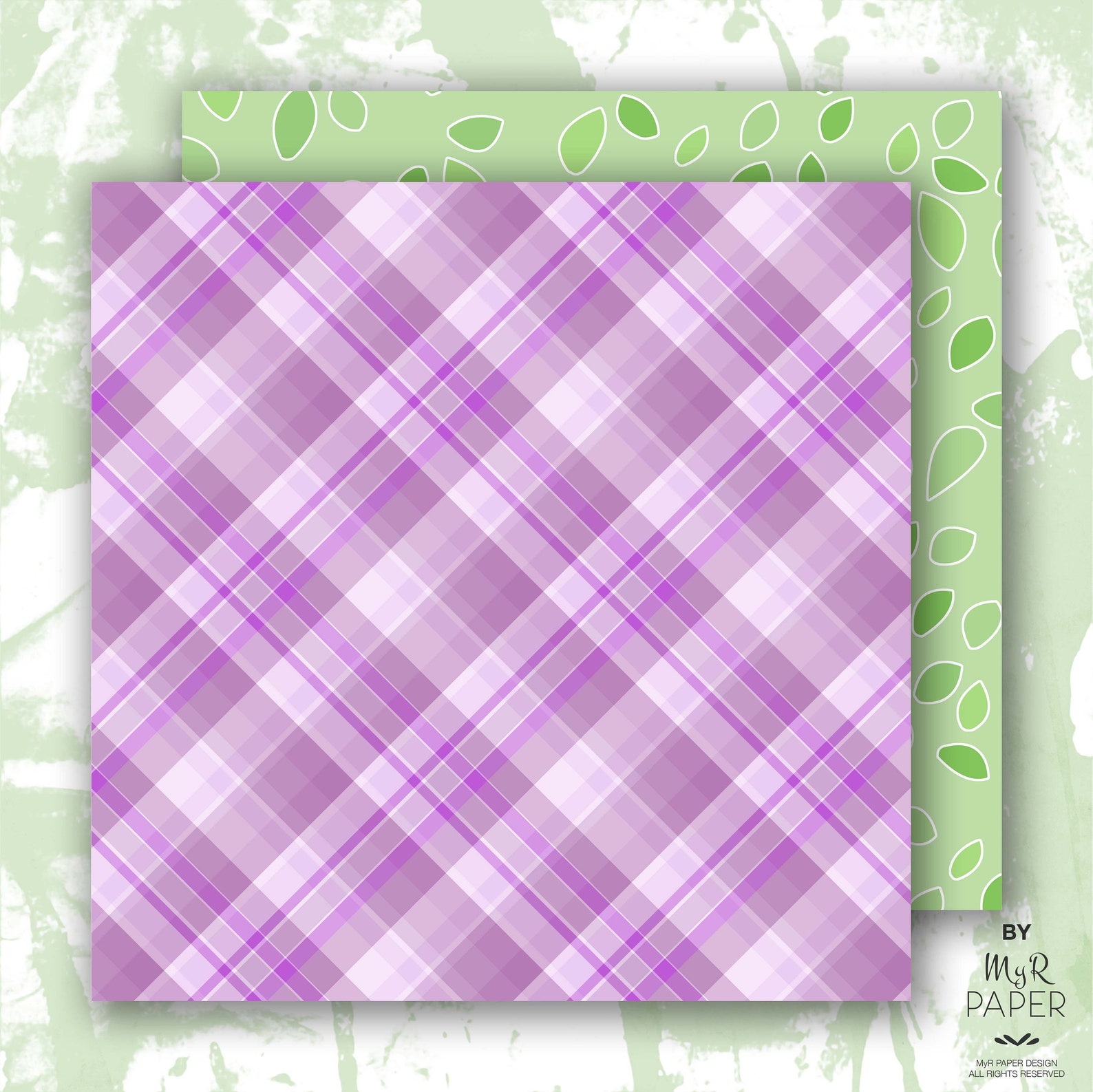 Tree Digital Paper: green & Lilac Digital Paper Pack and Backgrounds ...