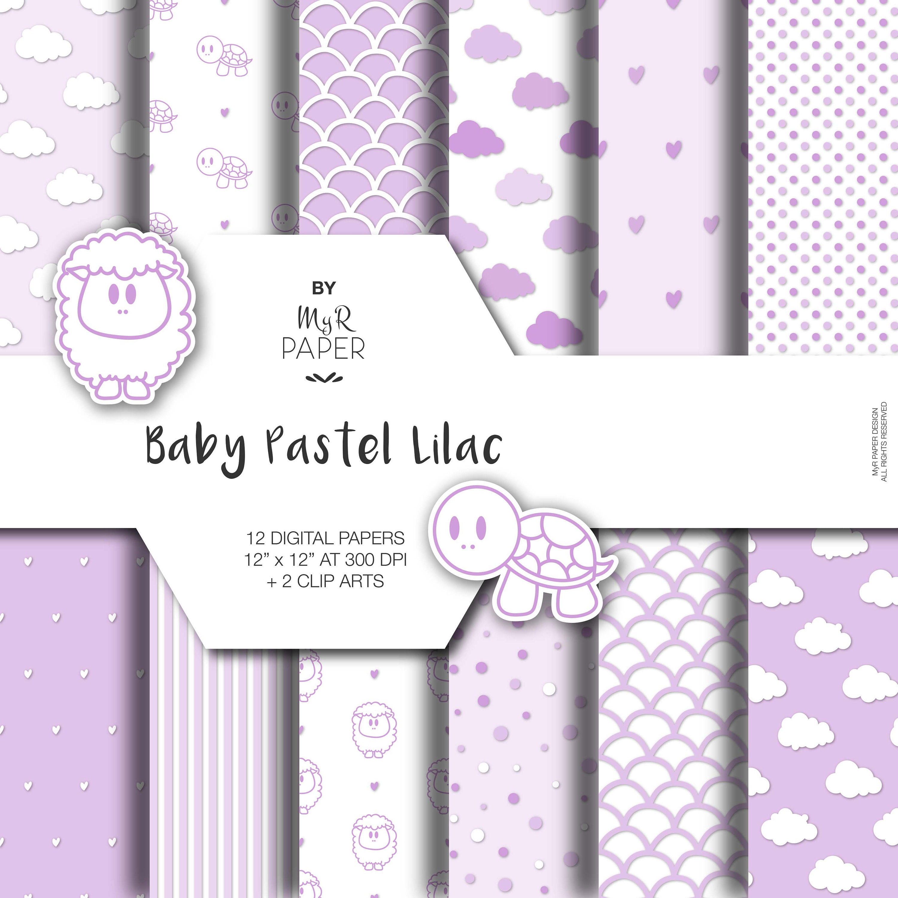 New Baby Digital Paper 2 Clipart: baby Pastel Lilac Backgrounds With ...
