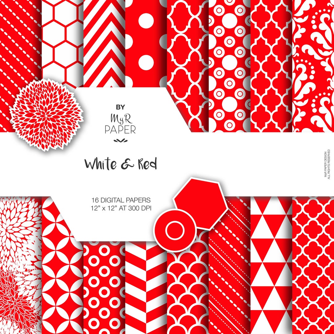 Christmas Digital Paper: white & Red Digital Paper Pack and Backgrounds ...