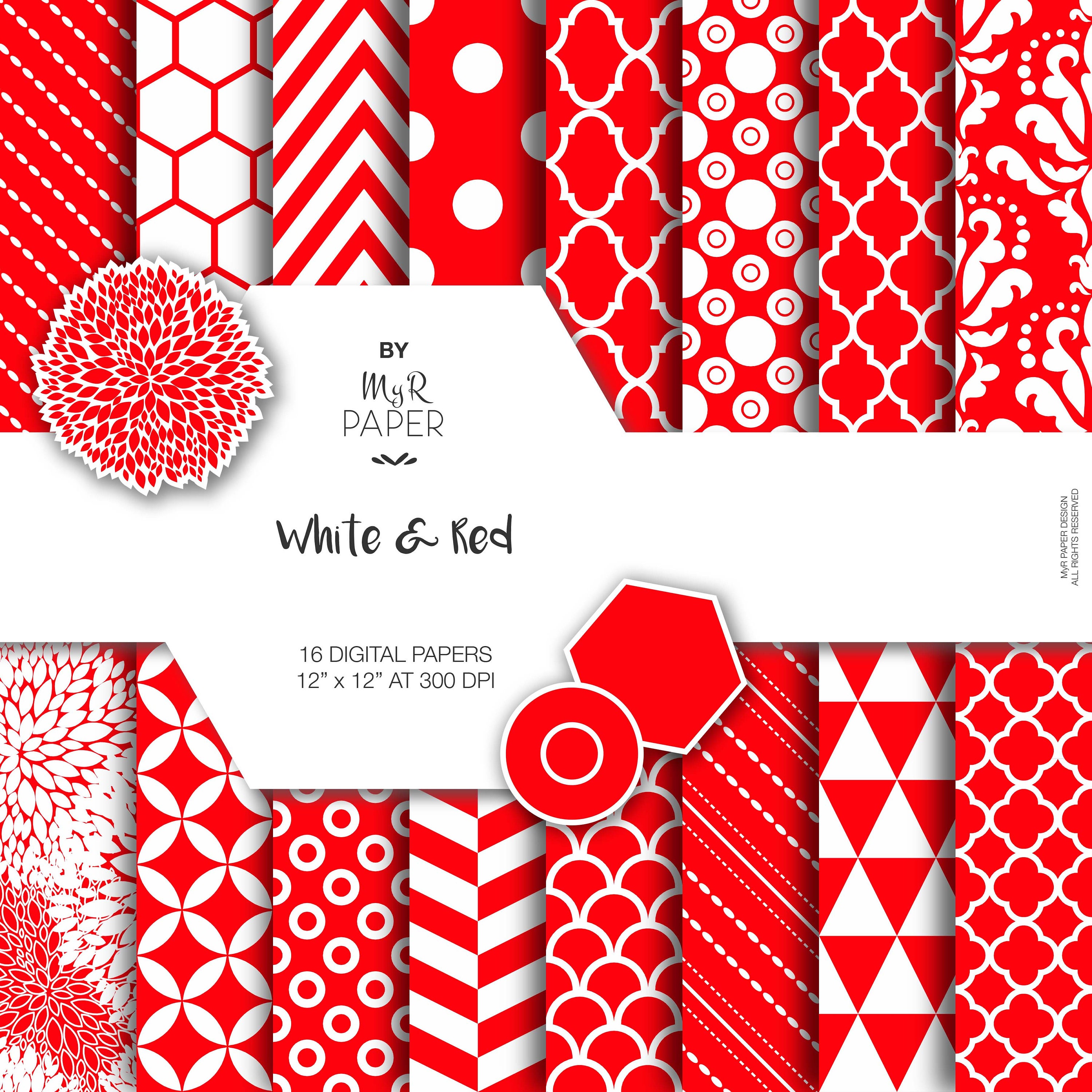 Christmas Digital Paper: white & Red Digital Paper Pack and Backgrounds ...