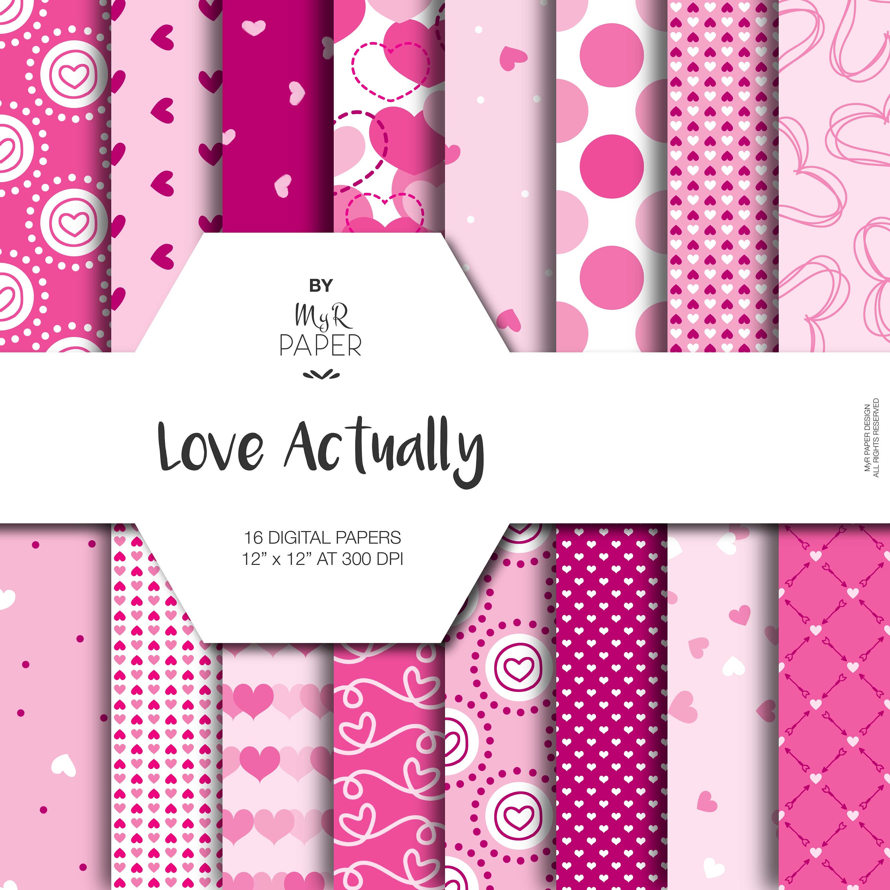 Valentine Paper Pack Instant Download, Pink Digital Paper Printable ...