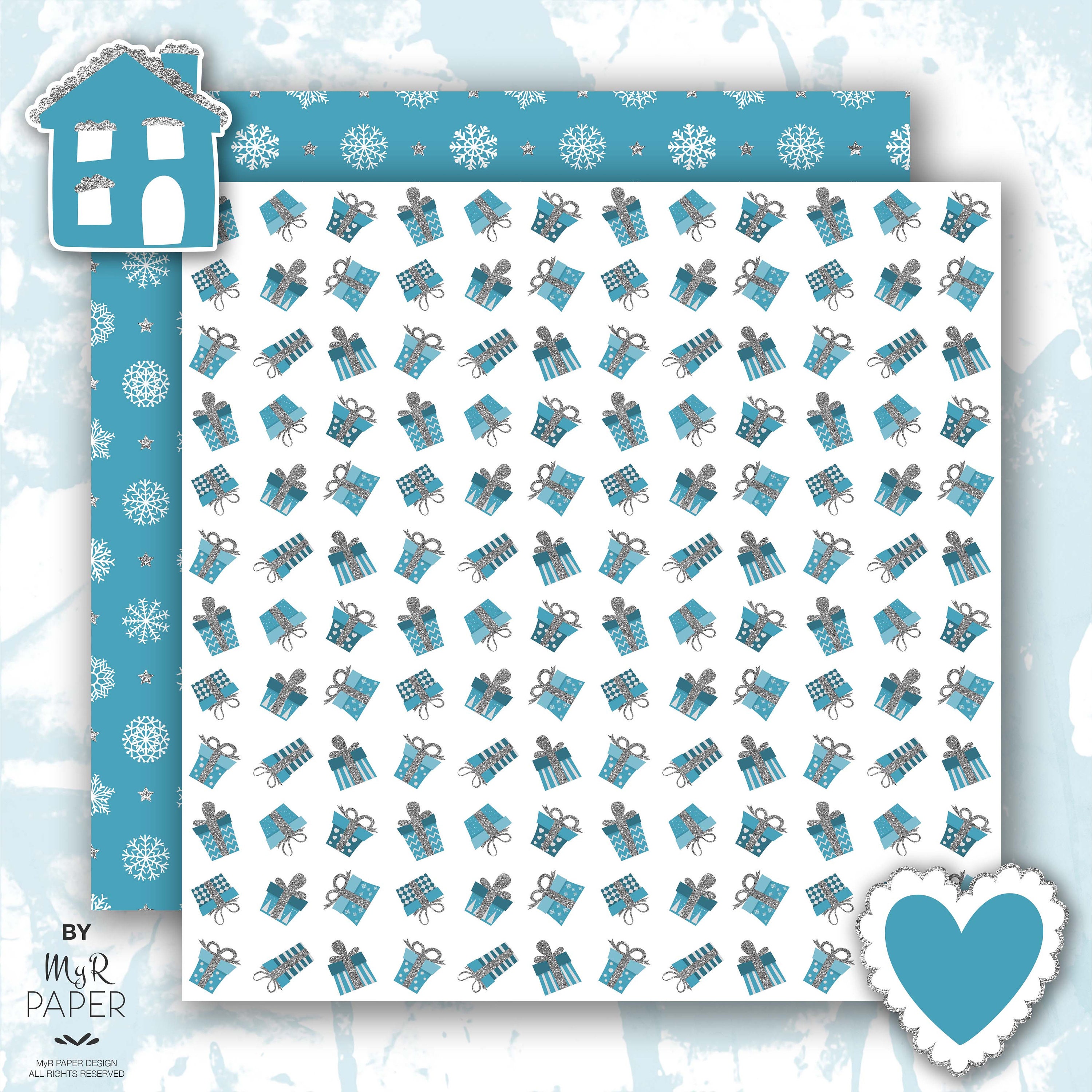 2 Clipart Christmas Digital Paper: Let It Snow Silver - Etsy