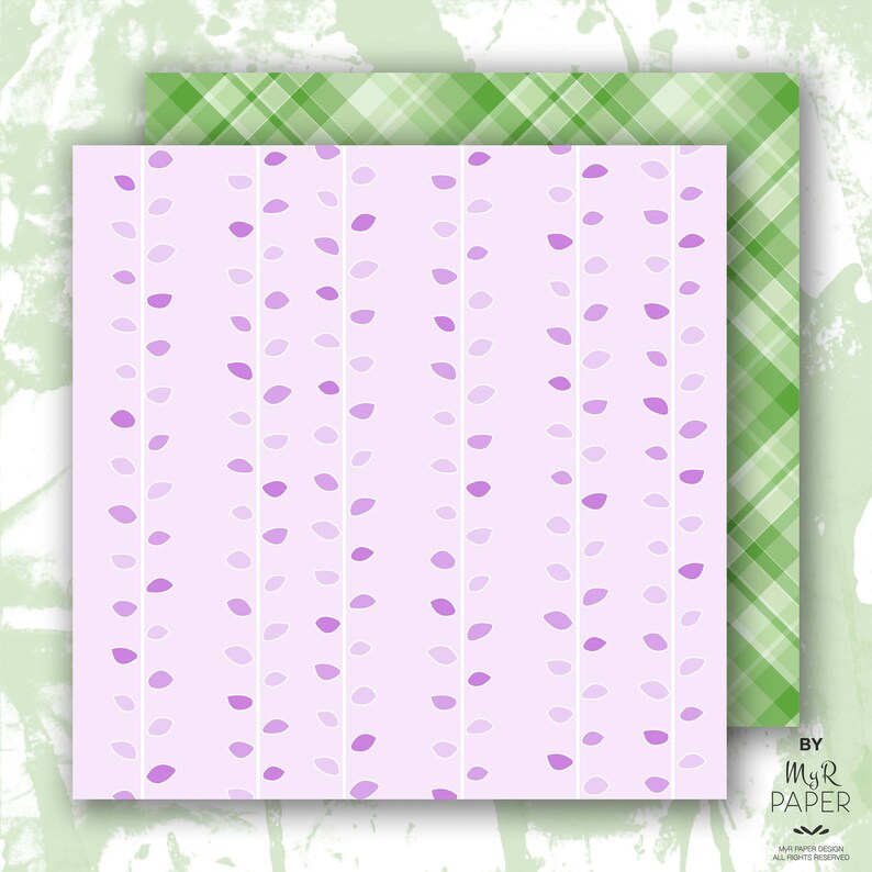 Tree Digital Paper: green & Lilac Digital Paper Pack and Backgrounds ...