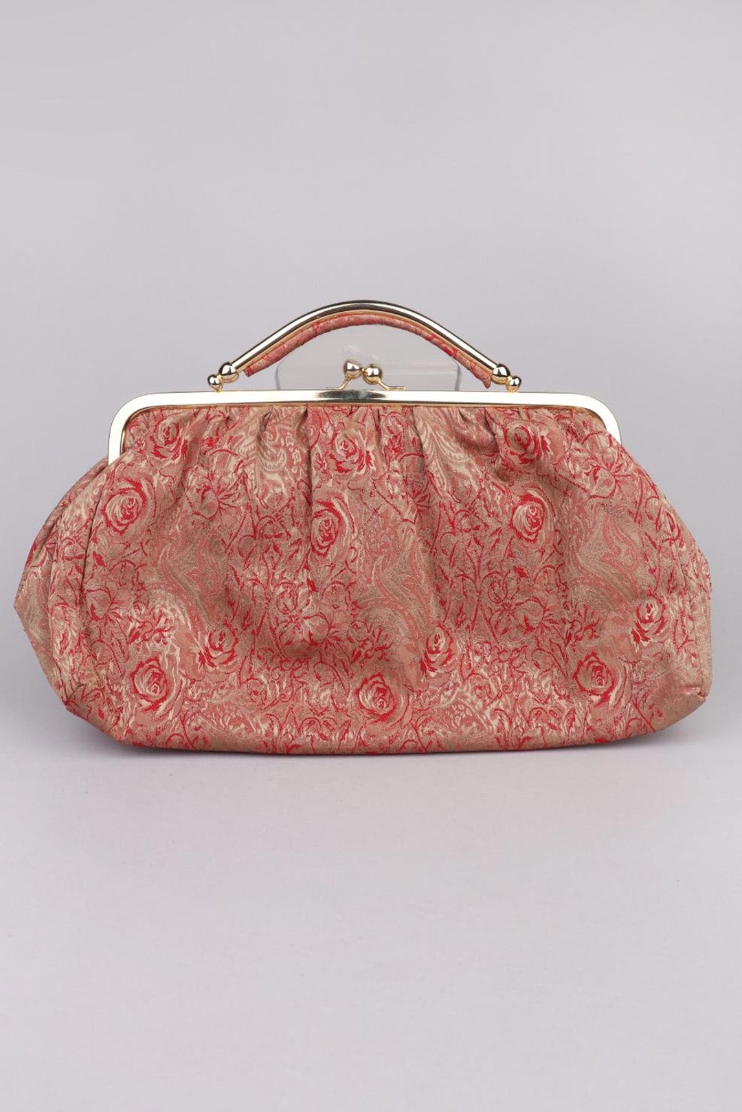 VTG 1960s Red Gold Pink Roses Bag - Etsy