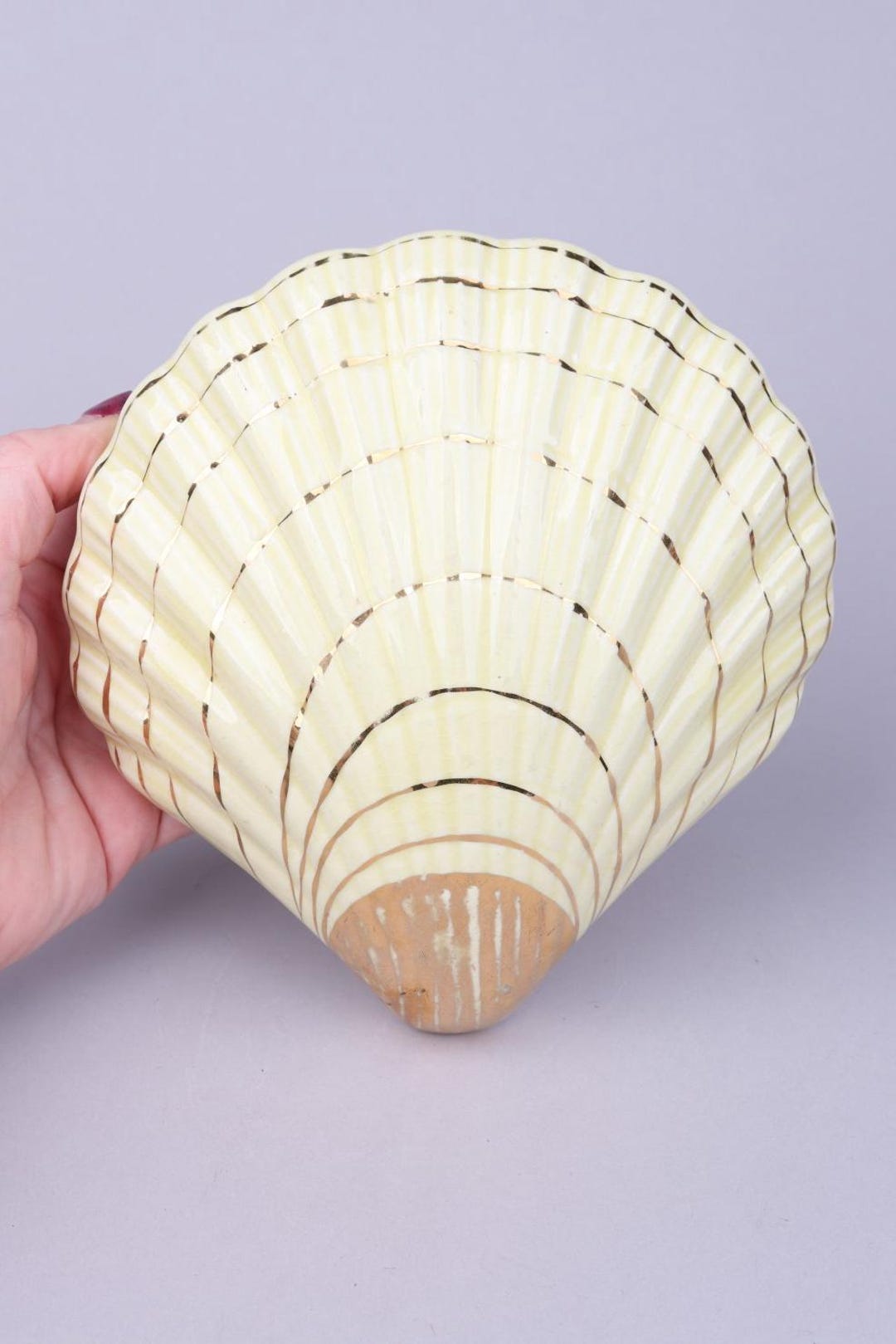 1950s Cream Yellow Large 22-carat Gold Shell Wall Vase - Etsy