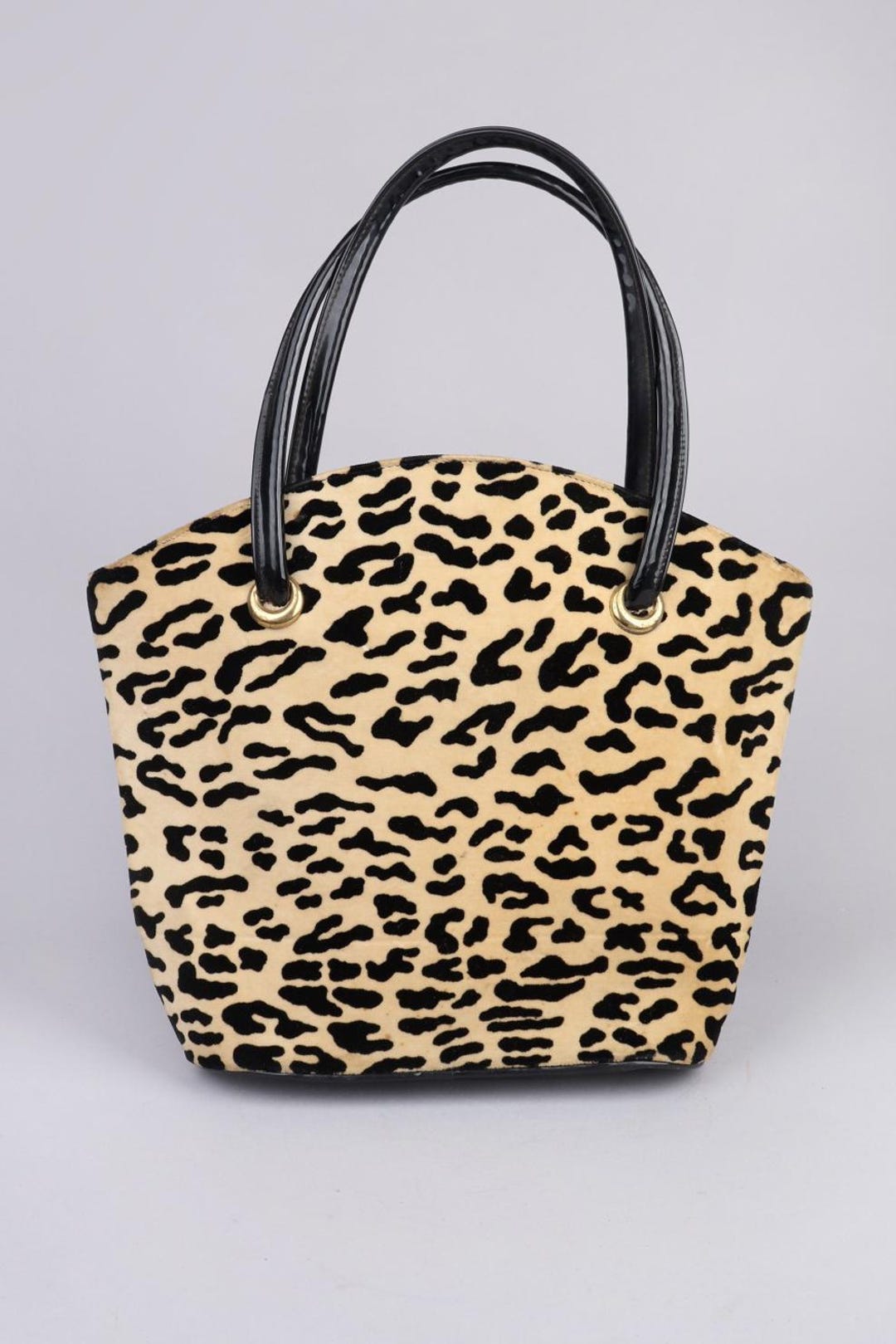 VTG 1950s 60s Leopard Black Lacquer Handbag - Etsy
