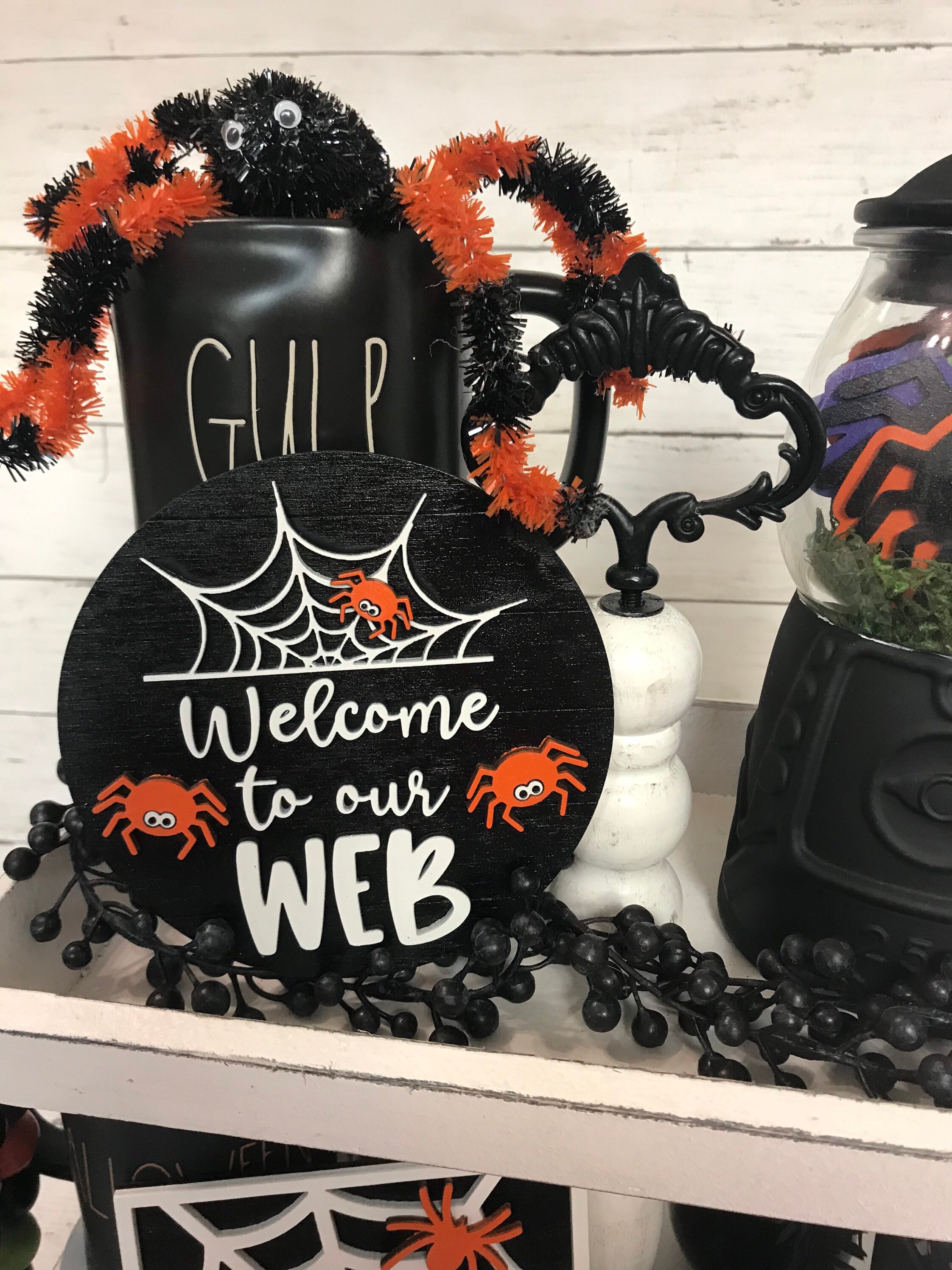 Spider Tiered Tray Signs // Halloween Tiered Tray - Etsy