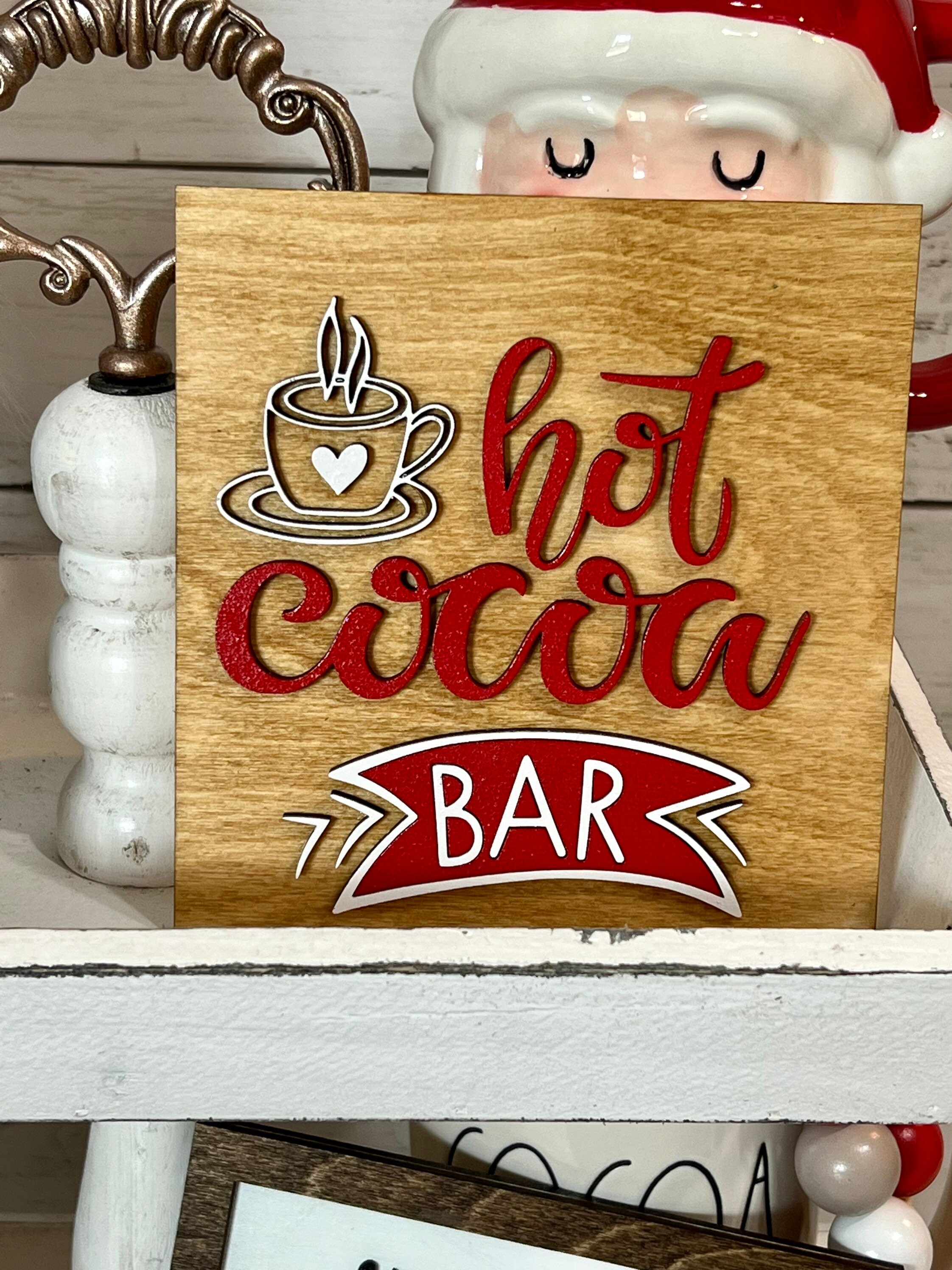 Hot Cocoa Tiered Tray Signs, 3D Cocoa Signs, Christmas Tray Decor ...