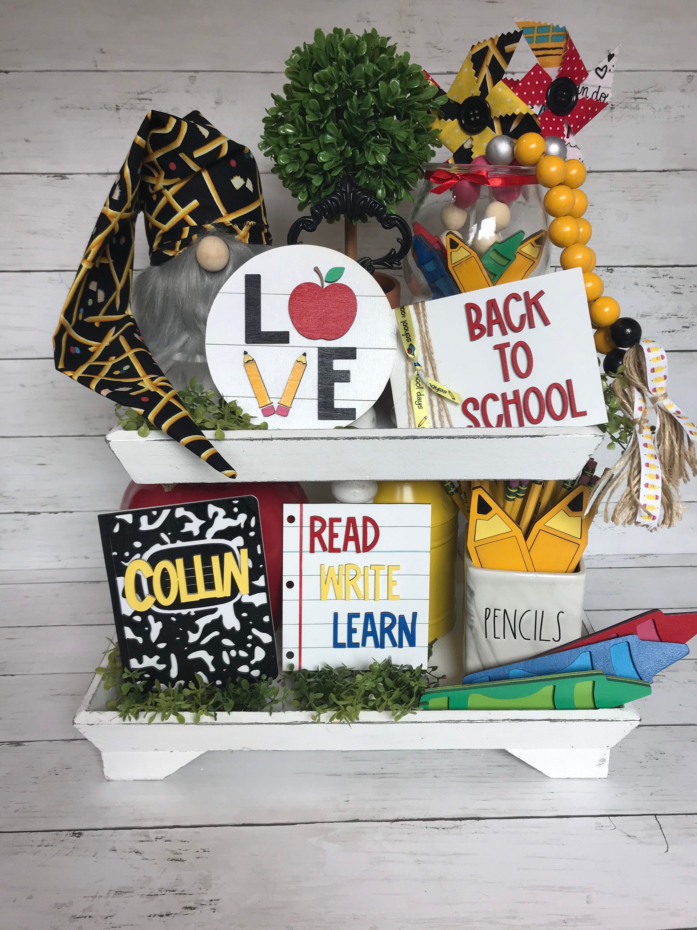 Back to School Tiered Tray Decor // Back to School Tiered Tray | Etsy