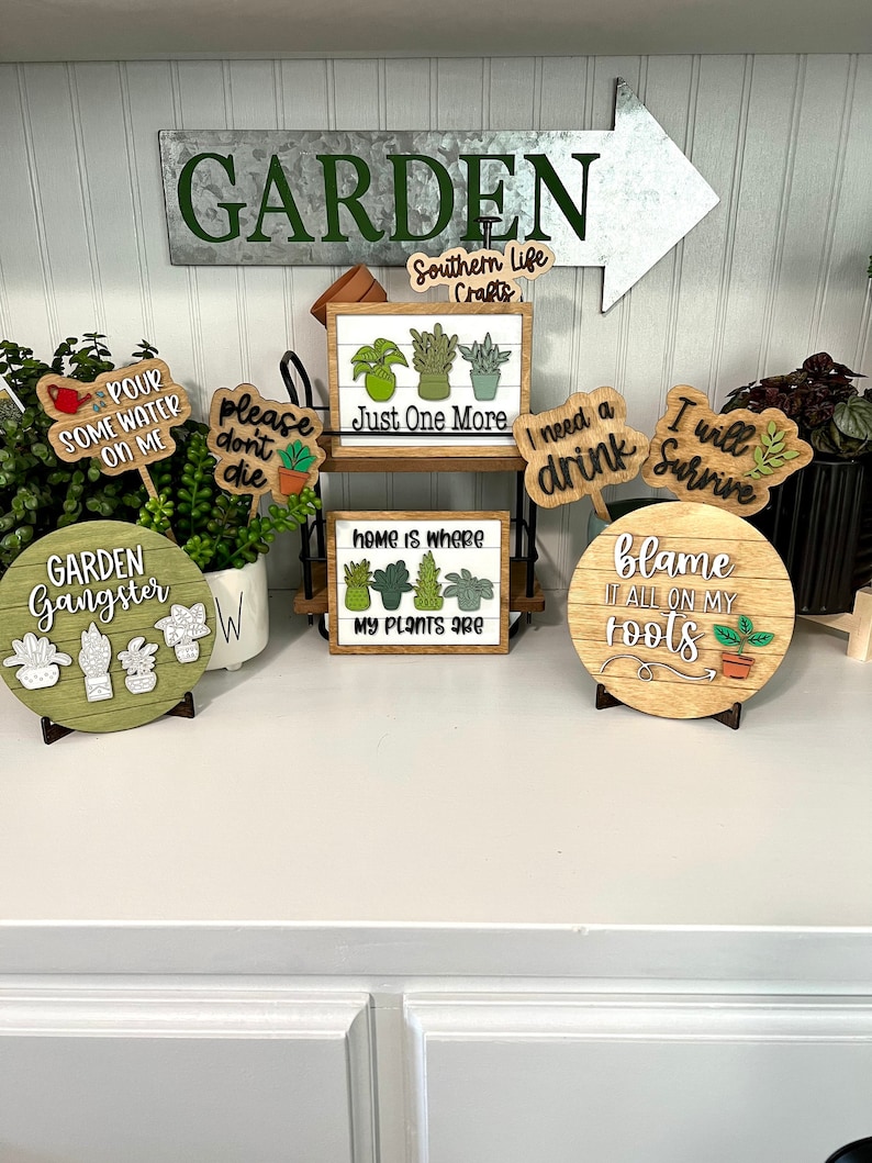 Plant Tiered Tray Signs, Plant Tiered Tray Decor - Etsy
