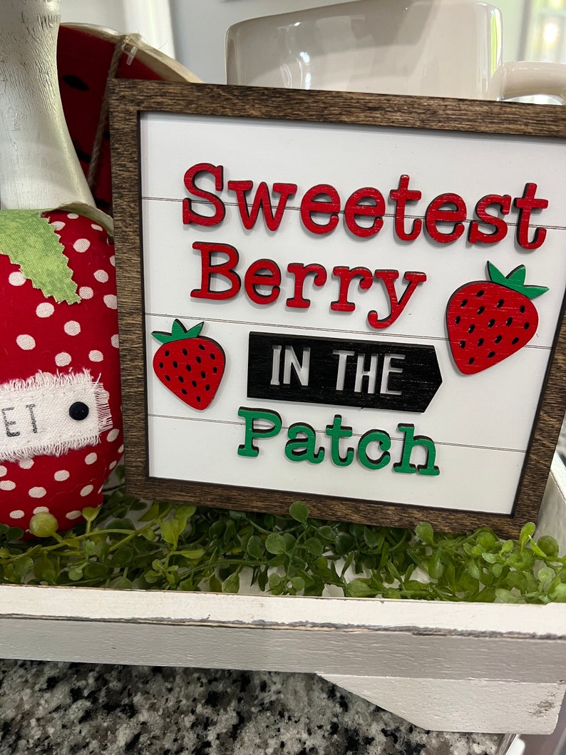 Strawberry Tiered Tray Signs, Strawberry Tiered Tray Decor, Summer ...