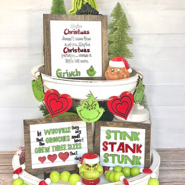 Grinch Tiered Tray Decor - Etsy