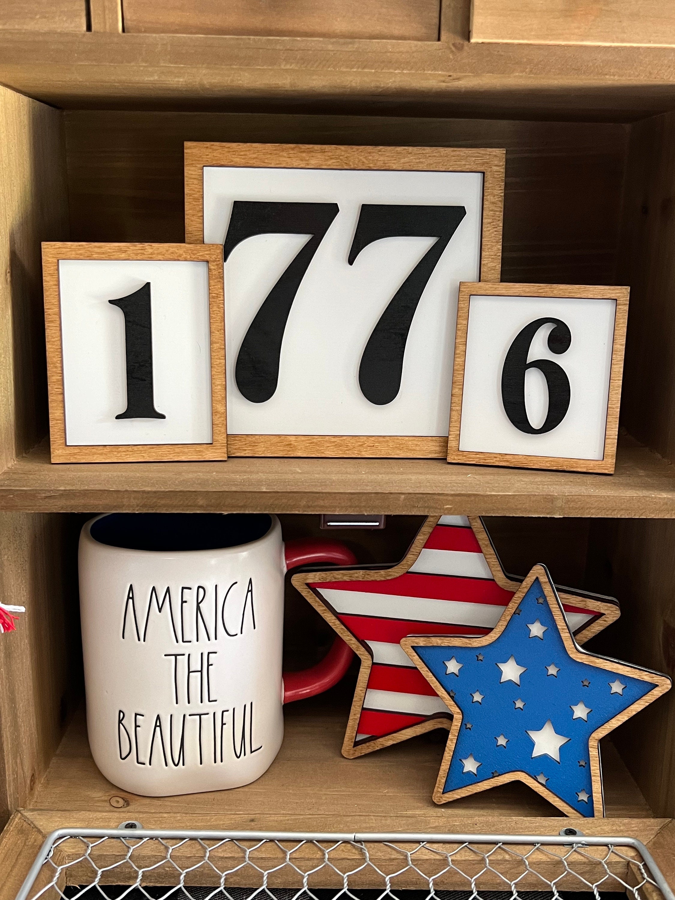 1776 Wooden Tiered Tray Signs, 4th of July Tiered Tray Signs, Patriotic ...