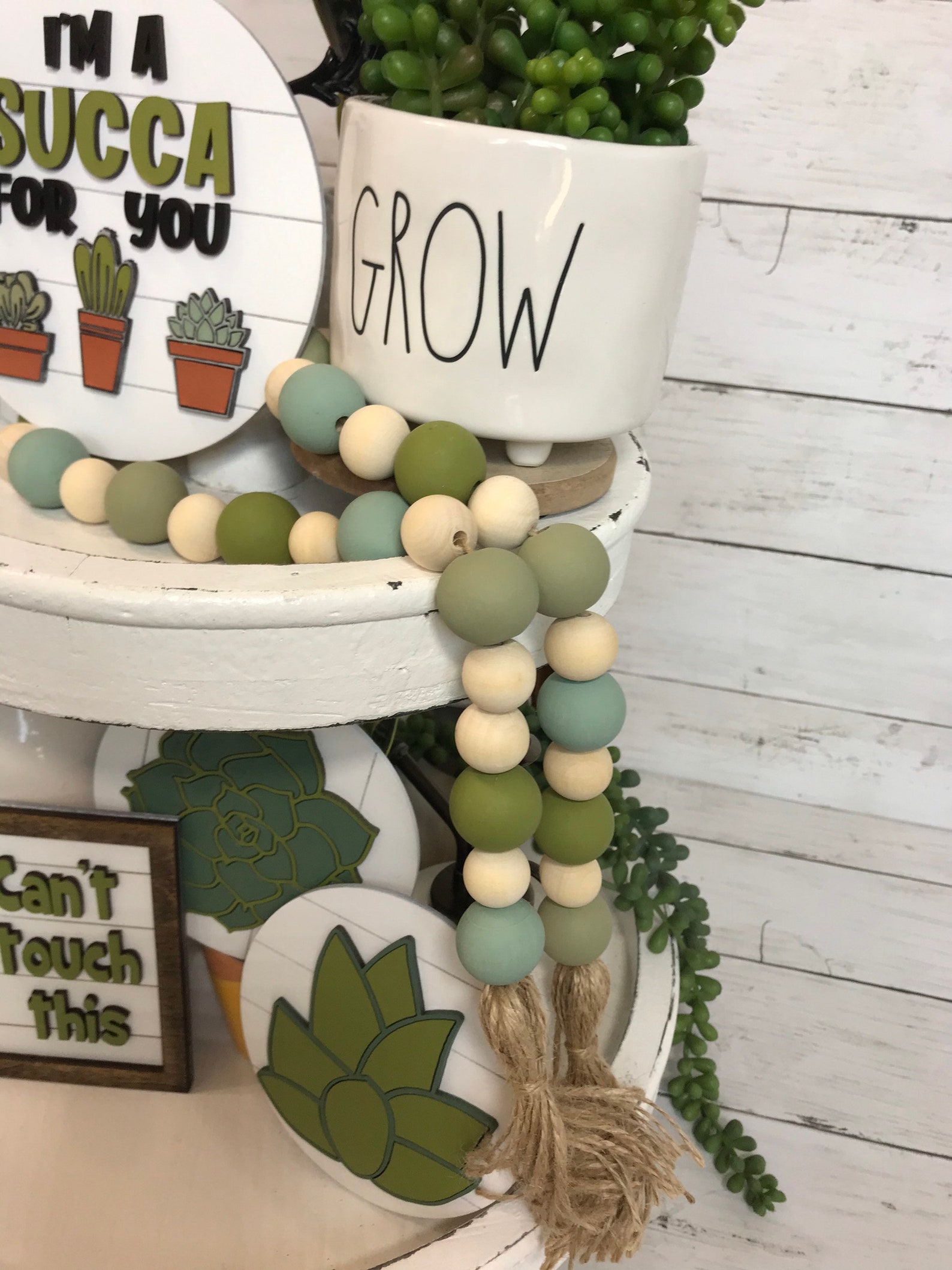 Succulent Tiered Tray Signs Succulent Tiered Tray Decor | Etsy