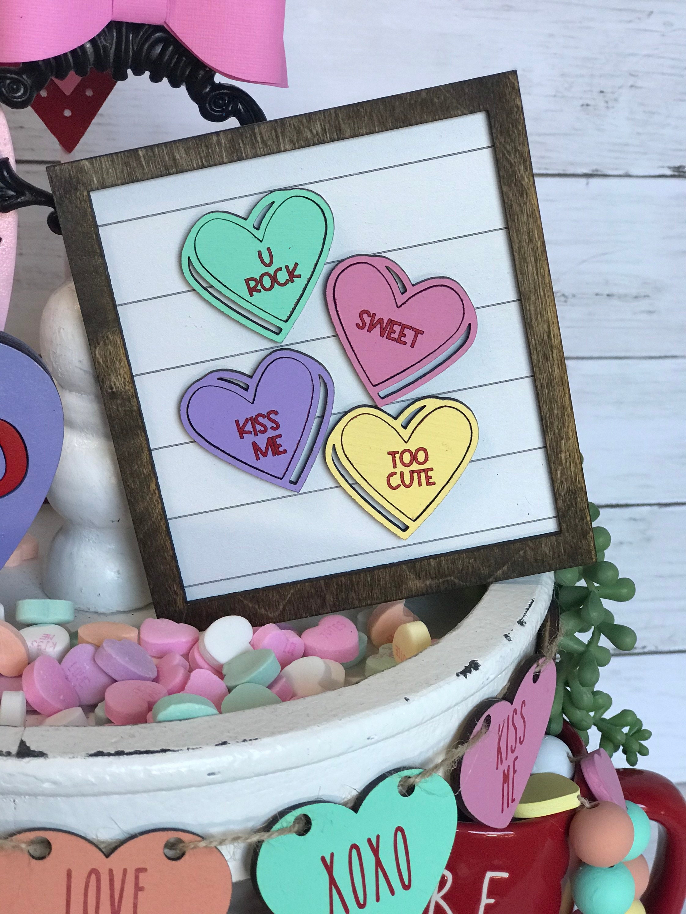 Conversation Heart Tiered Tray Signs Tiered Tray Decor - Etsy