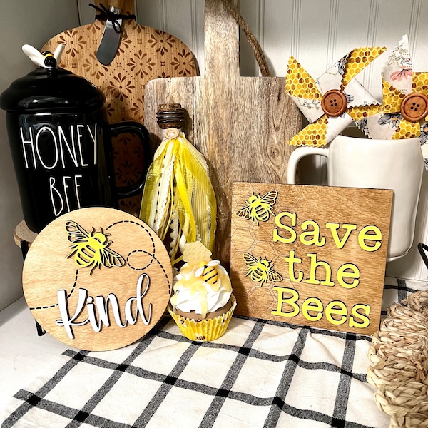 Bee Themed Tier Tray Signs // Honey Themed Tier Tray Signs // Honey Bee ...