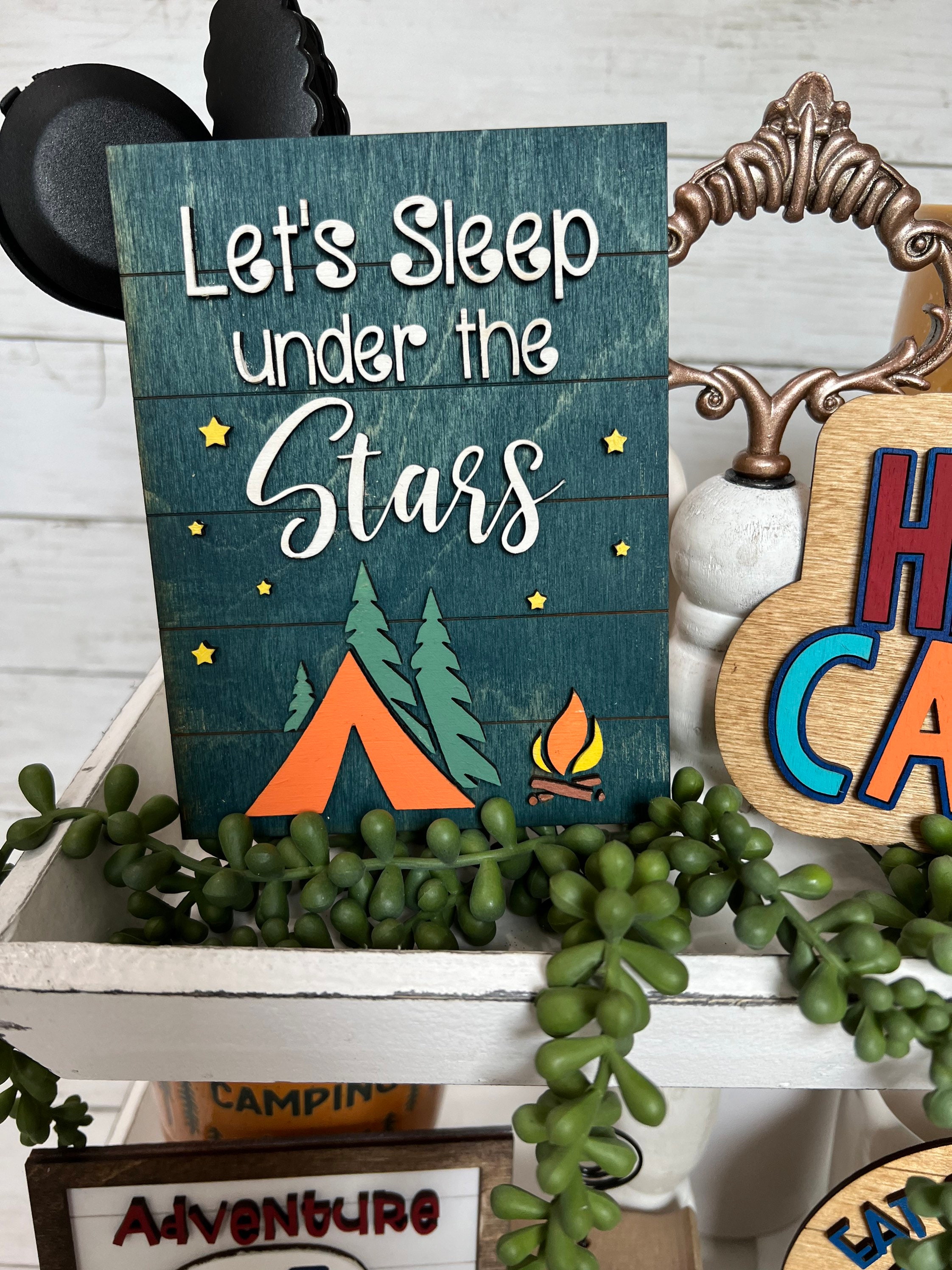 Camping Tiered Tray Decor Camping Tiered Tray Signs Wooden - Etsy