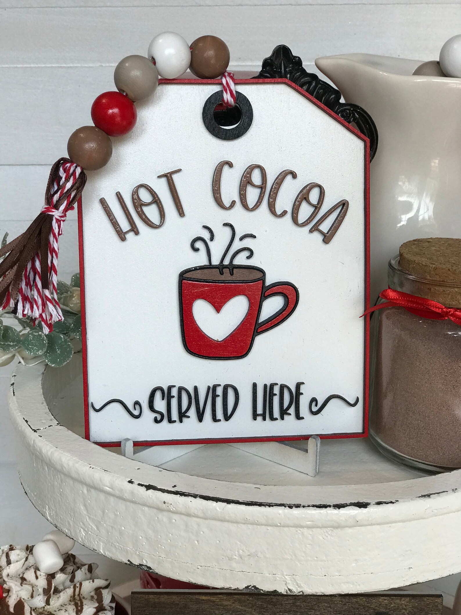Hot Cocoa Tiered Tray Signs, 3D Cocoa Signs, Christmas Tray Decor ...