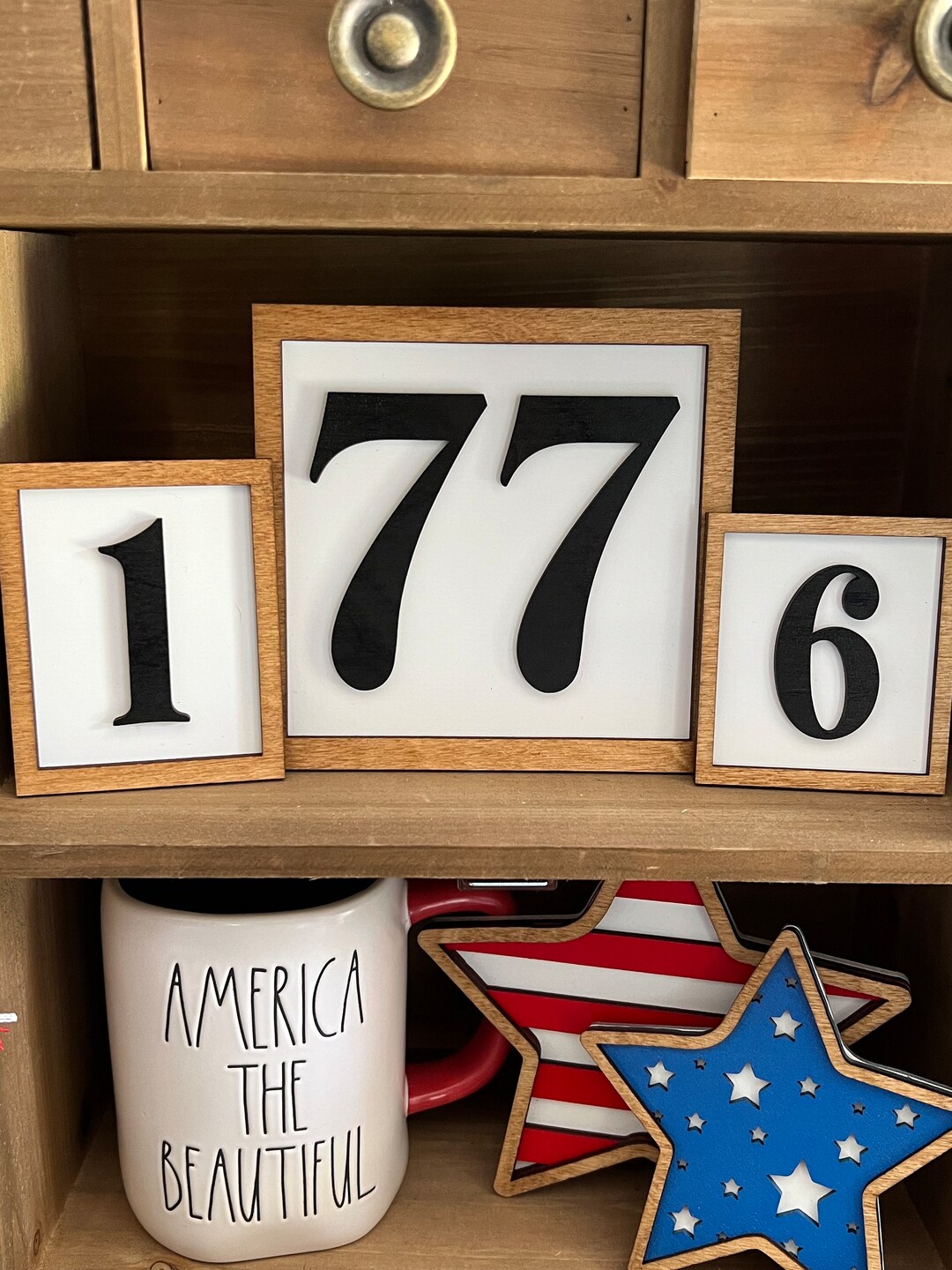 1776 Wooden Tiered Tray Signs, 4th of July Tiered Tray Signs, Patriotic ...