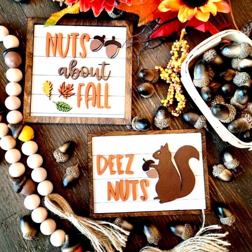 Nuts About Fall Tiered Tray Signs // Tiered Tray Decor - Etsy