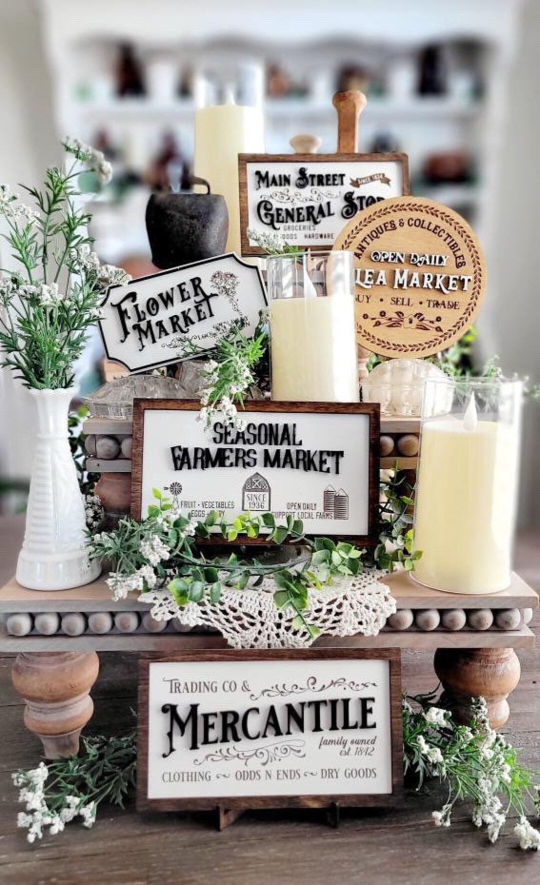 Vintage Inspired Tiered Tray Signs, Tiered Tray Set - Etsy