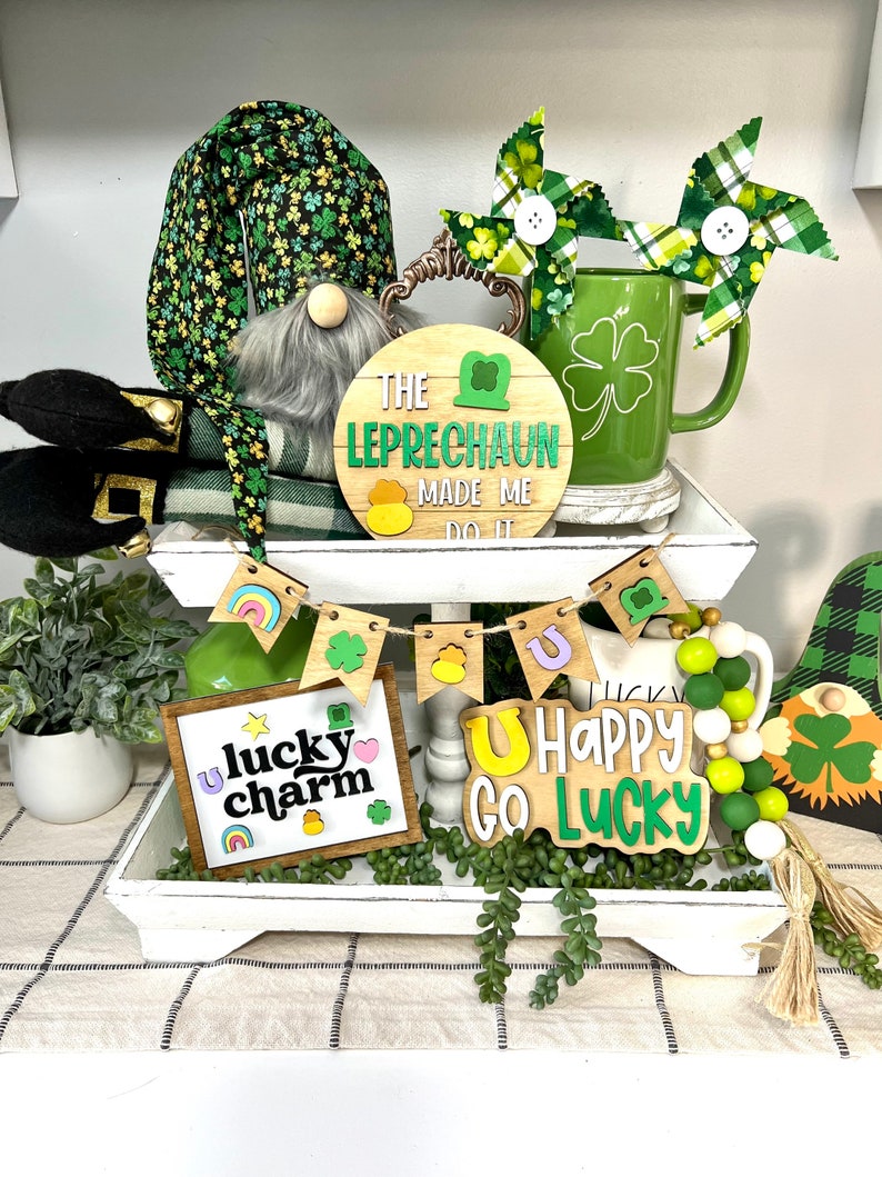 Lucky Charm St Patricks Day Tiered Tray Signs Tiered Tray - Etsy