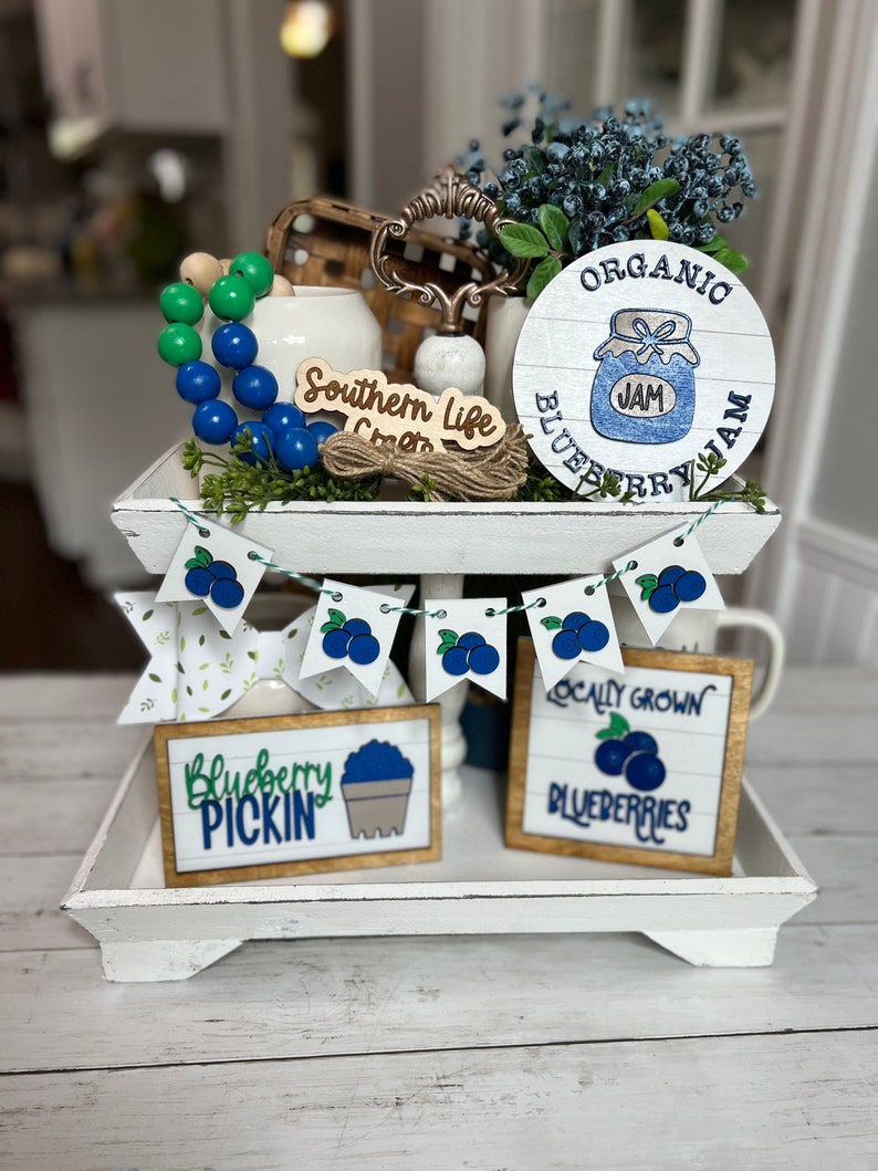 Blueberry Tiered Tray Signs, Blueberry Tiered Tray Decor - Etsy