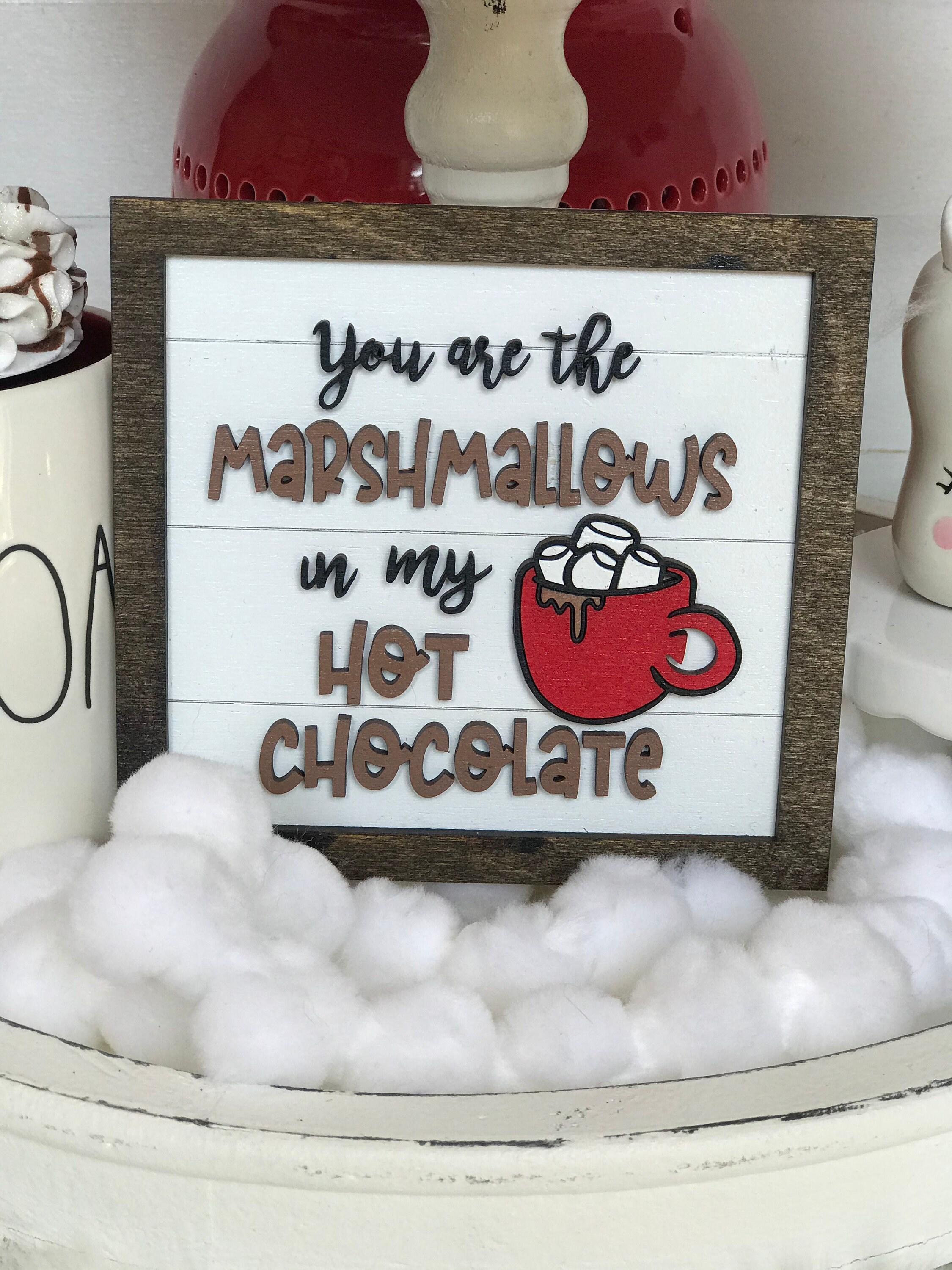 Hot Cocoa Tiered Tray Signs, 3D Cocoa Signs, Christmas Tray Decor ...