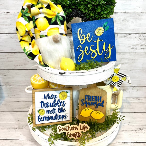 Lemon Tiered Tray Decor - Etsy